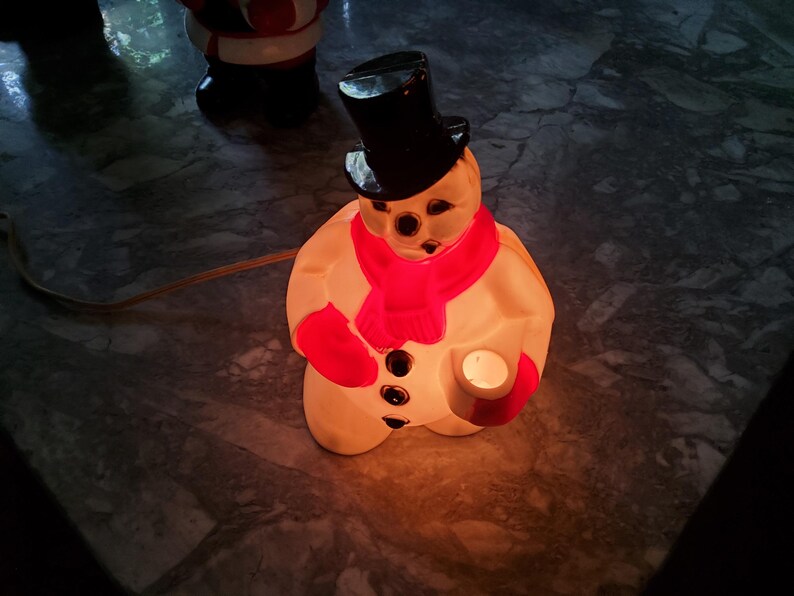 Royalite Light-up Santa Claus or Frosty Snowman W/ Bottle Brush Tree ...