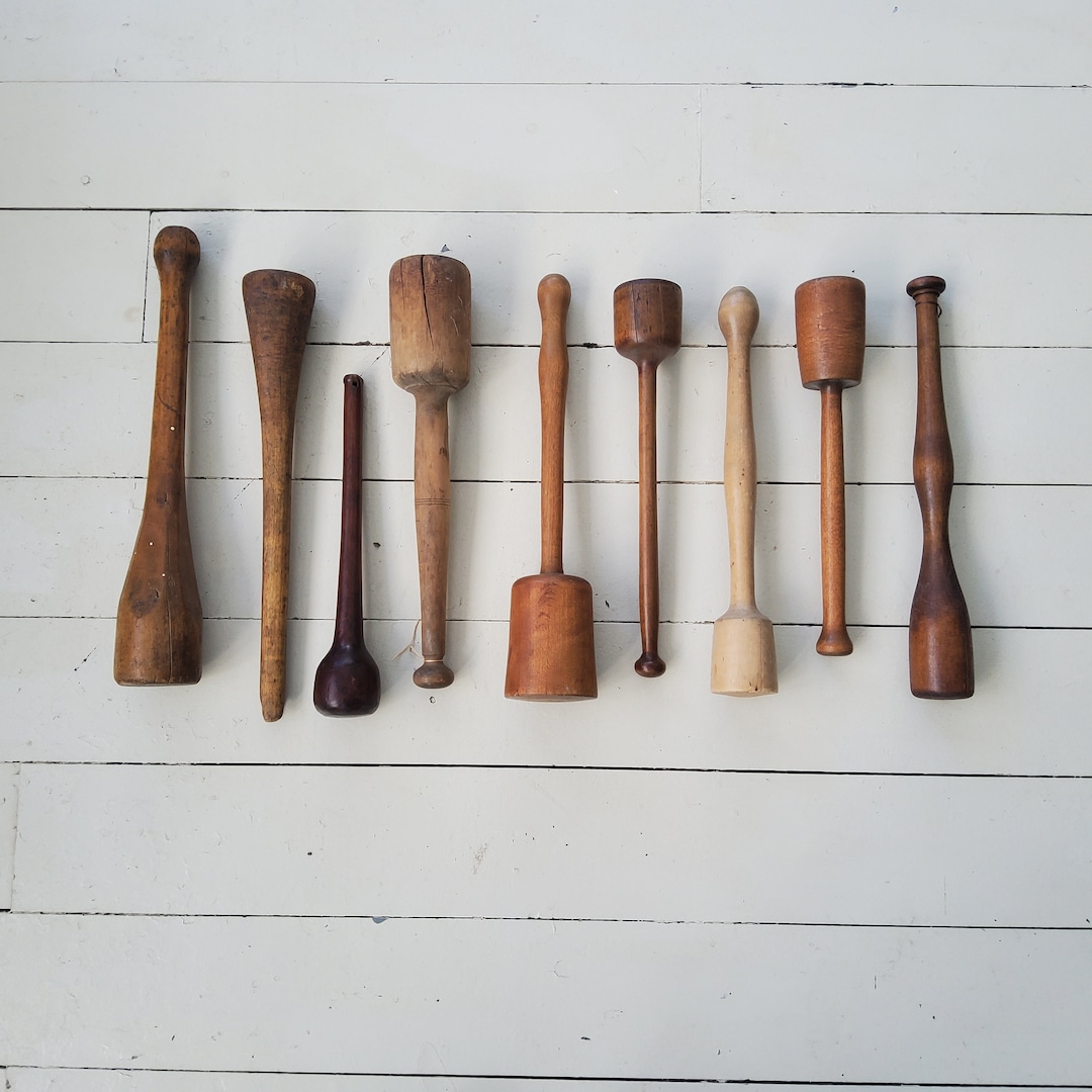 Vintage Kitchen Masher Wood Pestle Rolling Pin Antique Kitchen ...