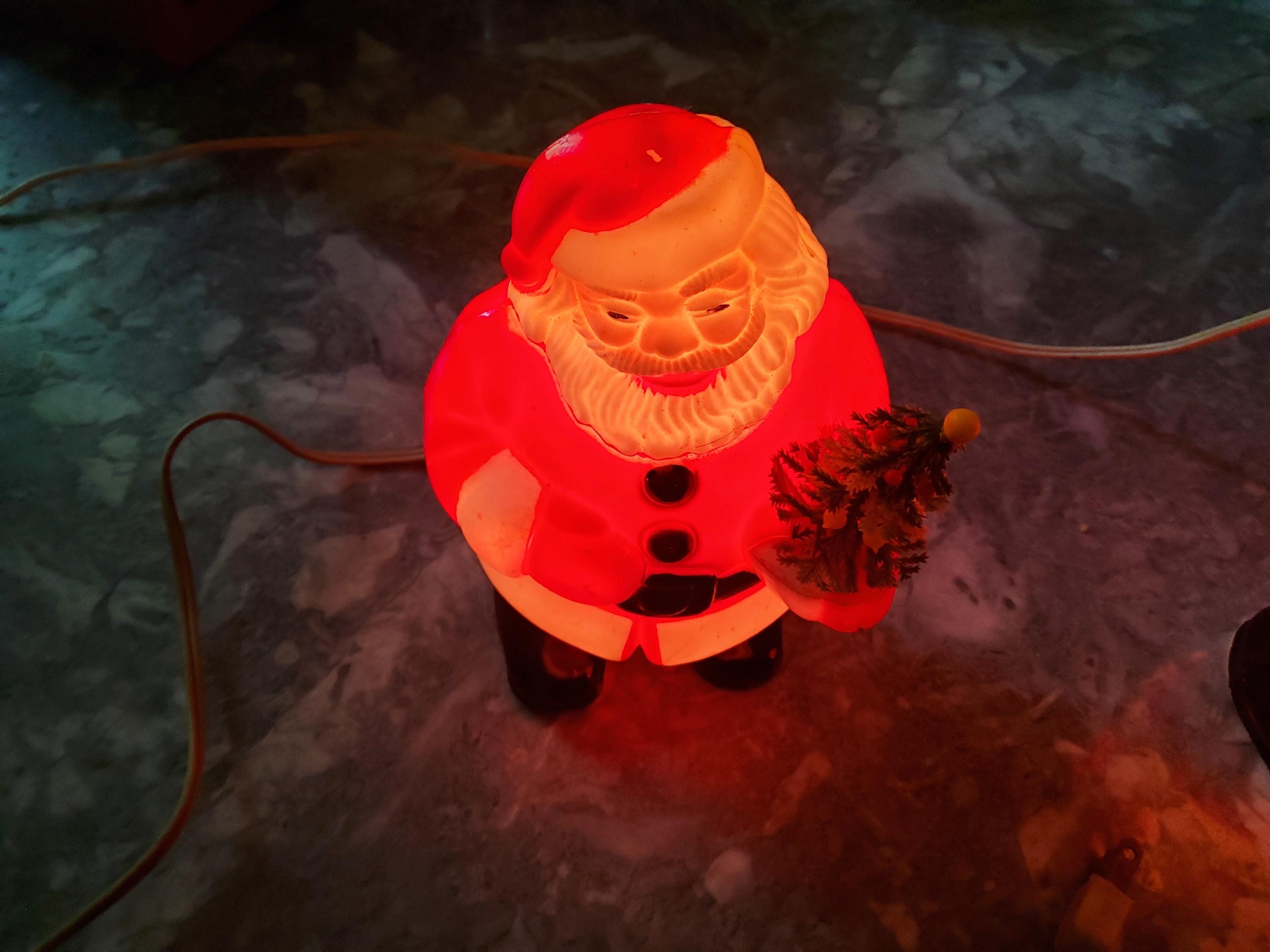 Royalite Light-up Santa Claus or Frosty Snowman W/ Bottle Brush Tree ...