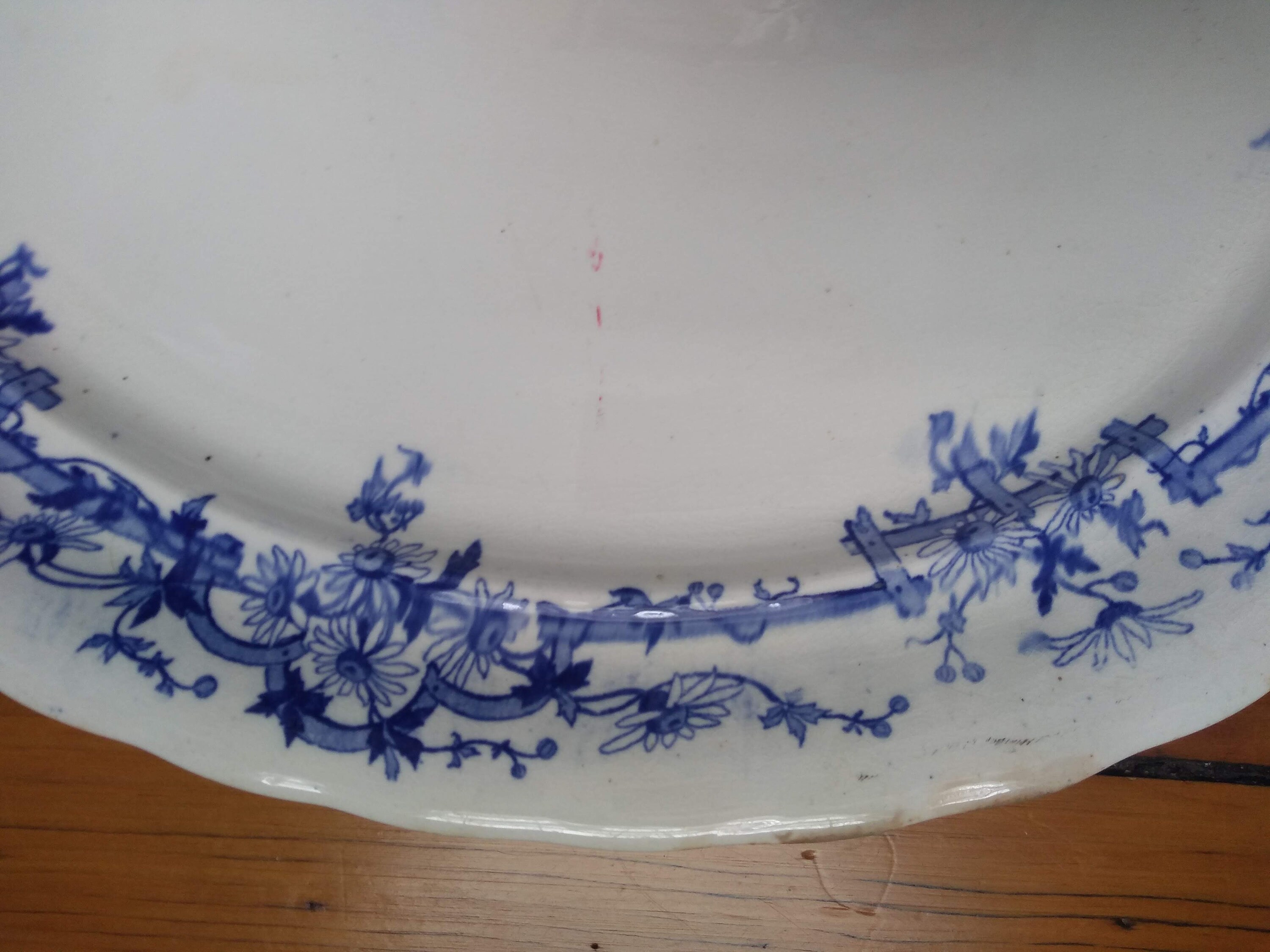 Daisy Fence Blue Ironstone Transferware Antique Platter | Etsy