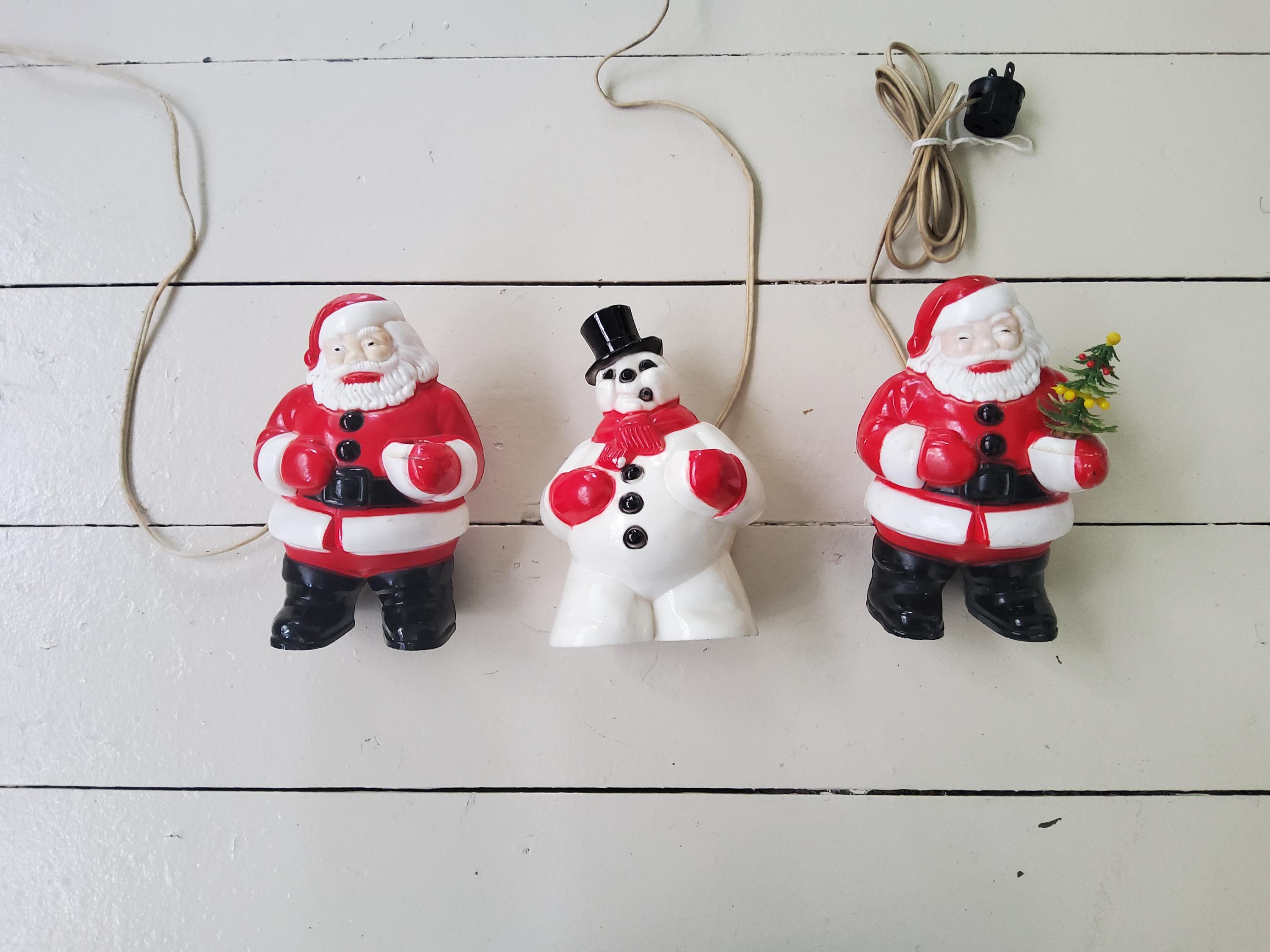 Royalite Light-up Santa Claus or Frosty Snowman W/ Bottle Brush Tree ...