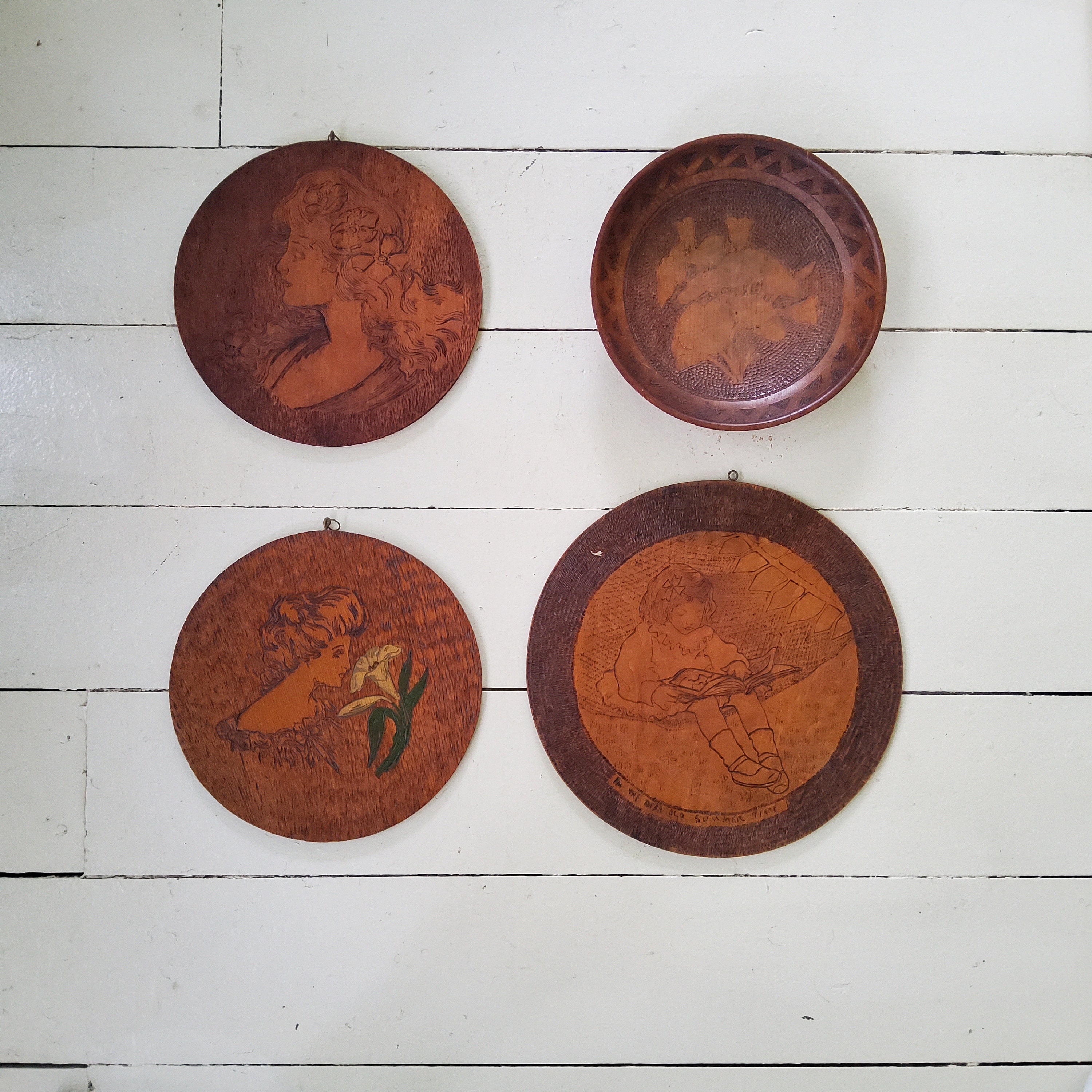 Wood Plaque Pyrography Vintage Wall Art | Etsy