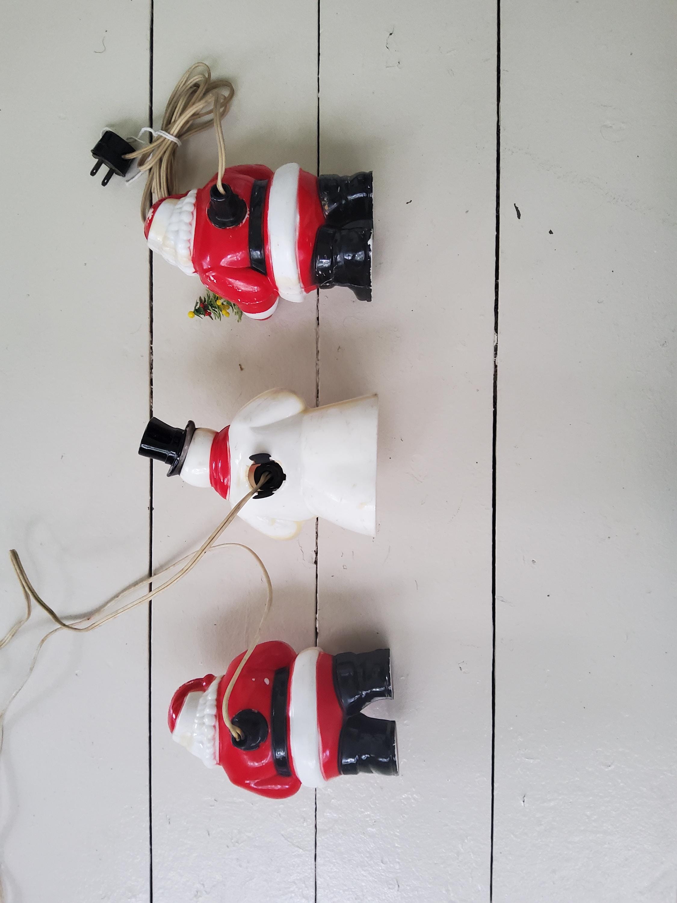 Royalite Light-up Santa Claus or Frosty Snowman W/ Bottle Brush Tree ...