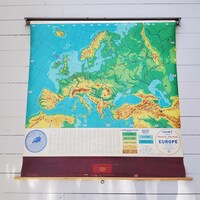 The World Relief - Pull Down Wall Map - Etsy