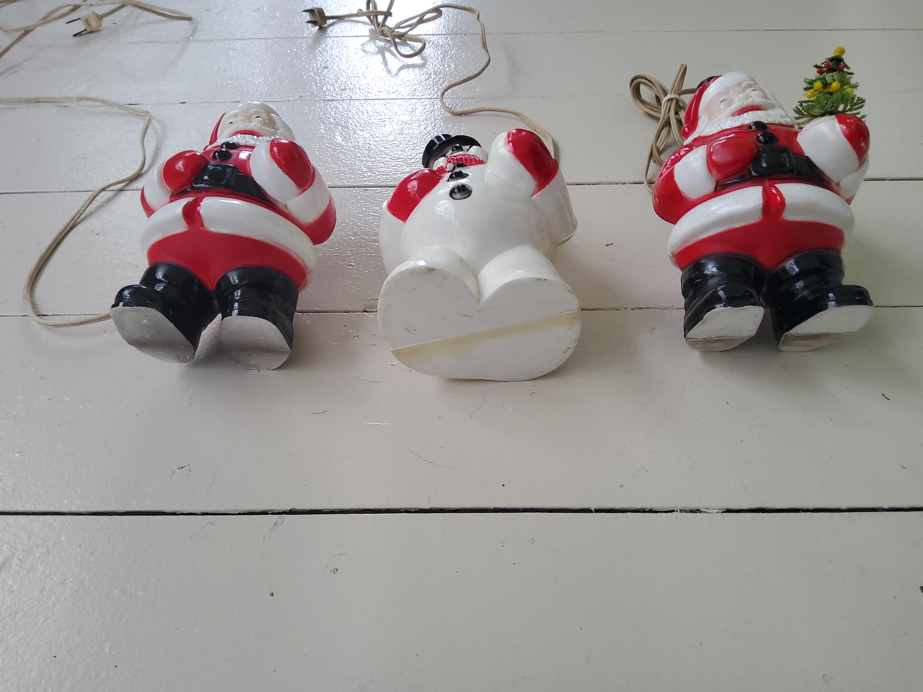 Royalite Light-up Santa Claus or Frosty Snowman W/ Bottle Brush Tree ...