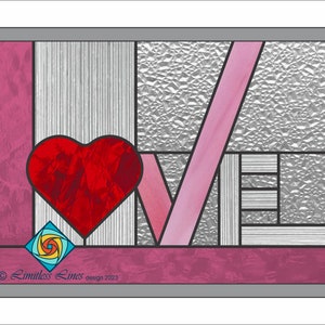 Love Geometric Stained Glass Pattern for Beginners Digital File for ...