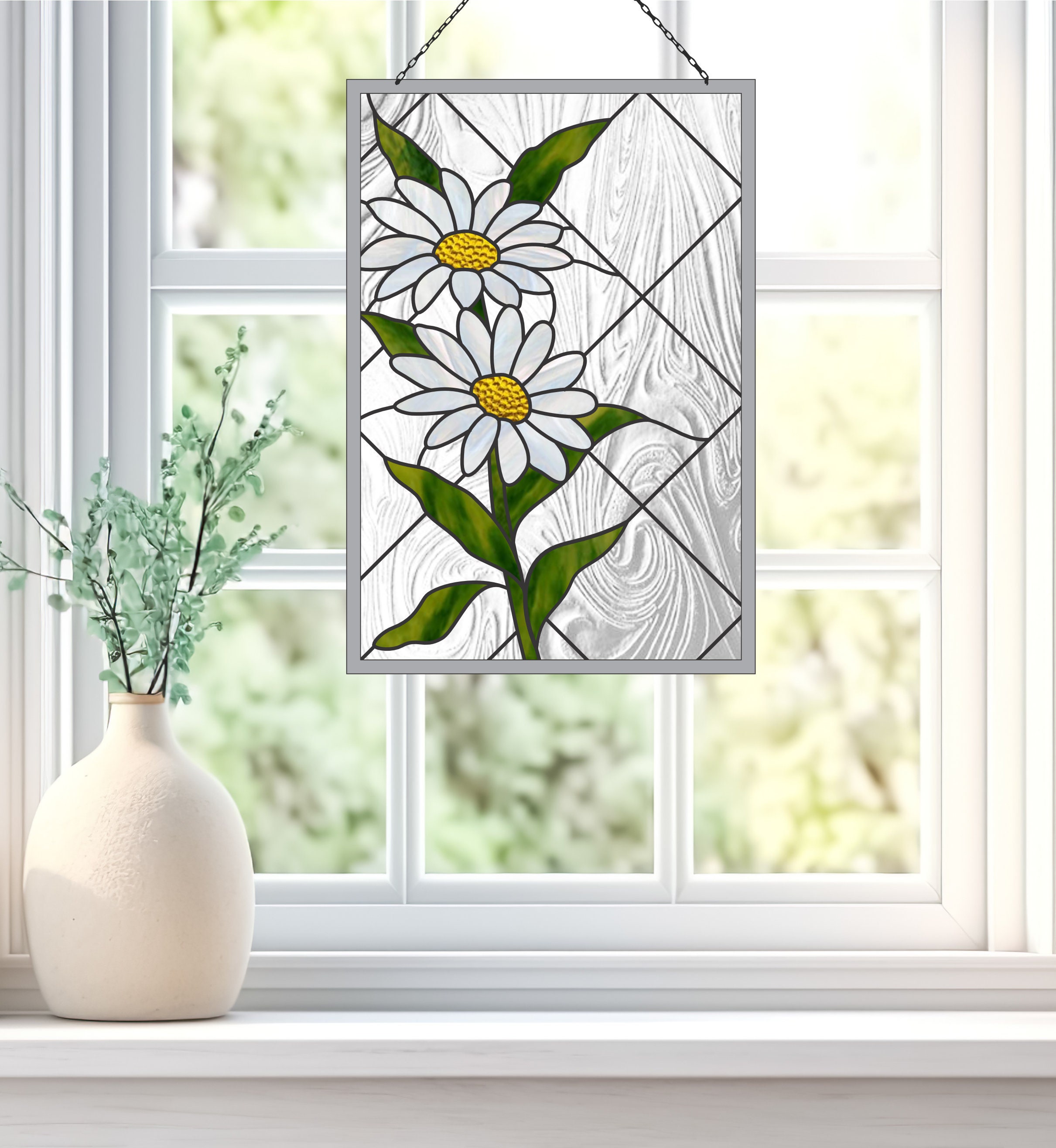 Daisy Stained Glass Pattern Intermedium. Digital PDF File for Instant ...