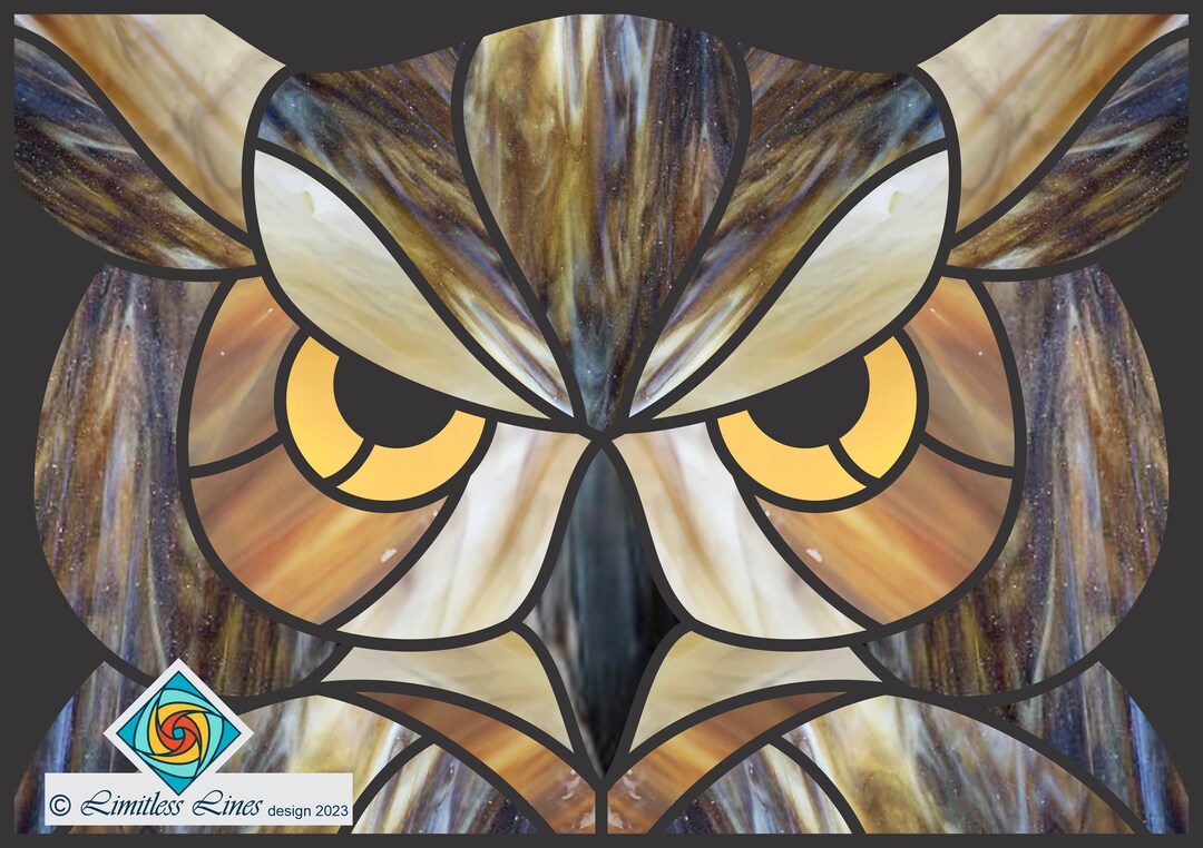 Owl Head Stained Glass Pattern .PDF Easy Digital Instant Download for ...