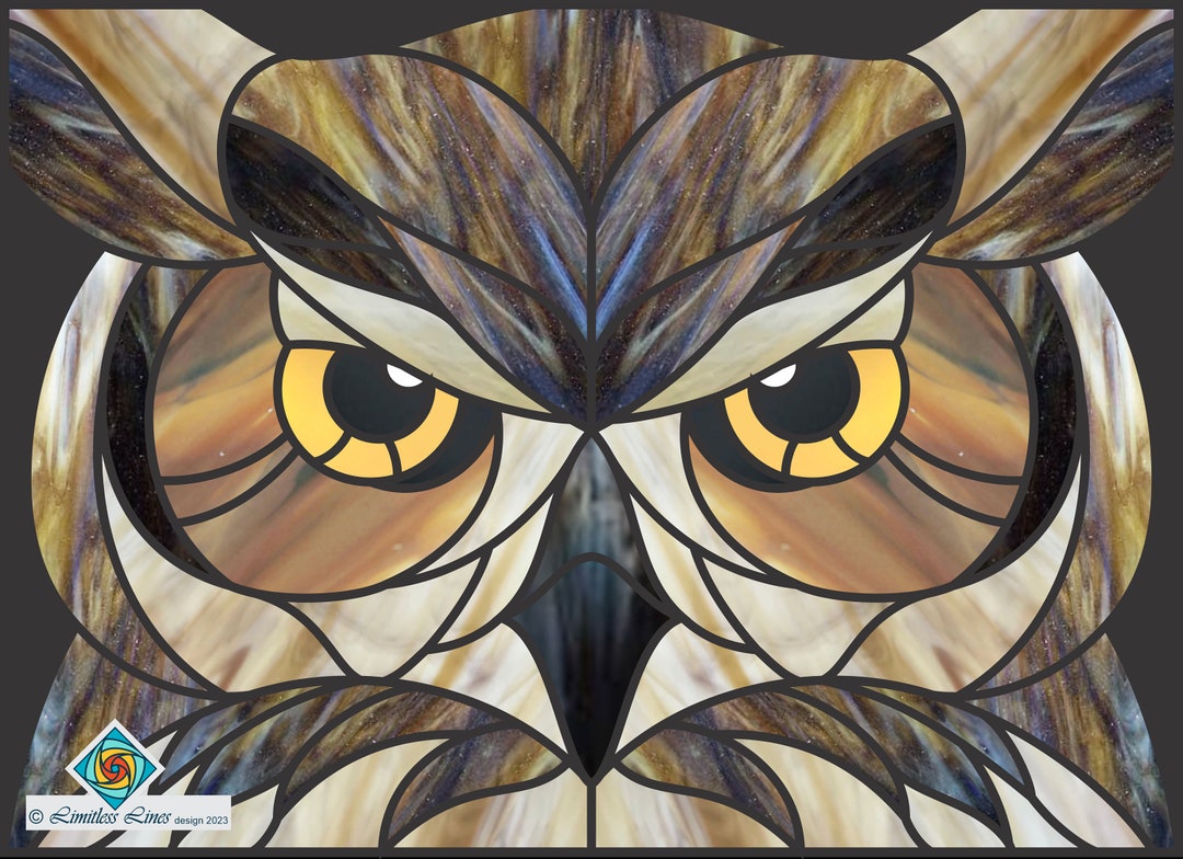 Stained Glass Bird Owl Head Pattern .PDF Advanced Level Digital Instant ...