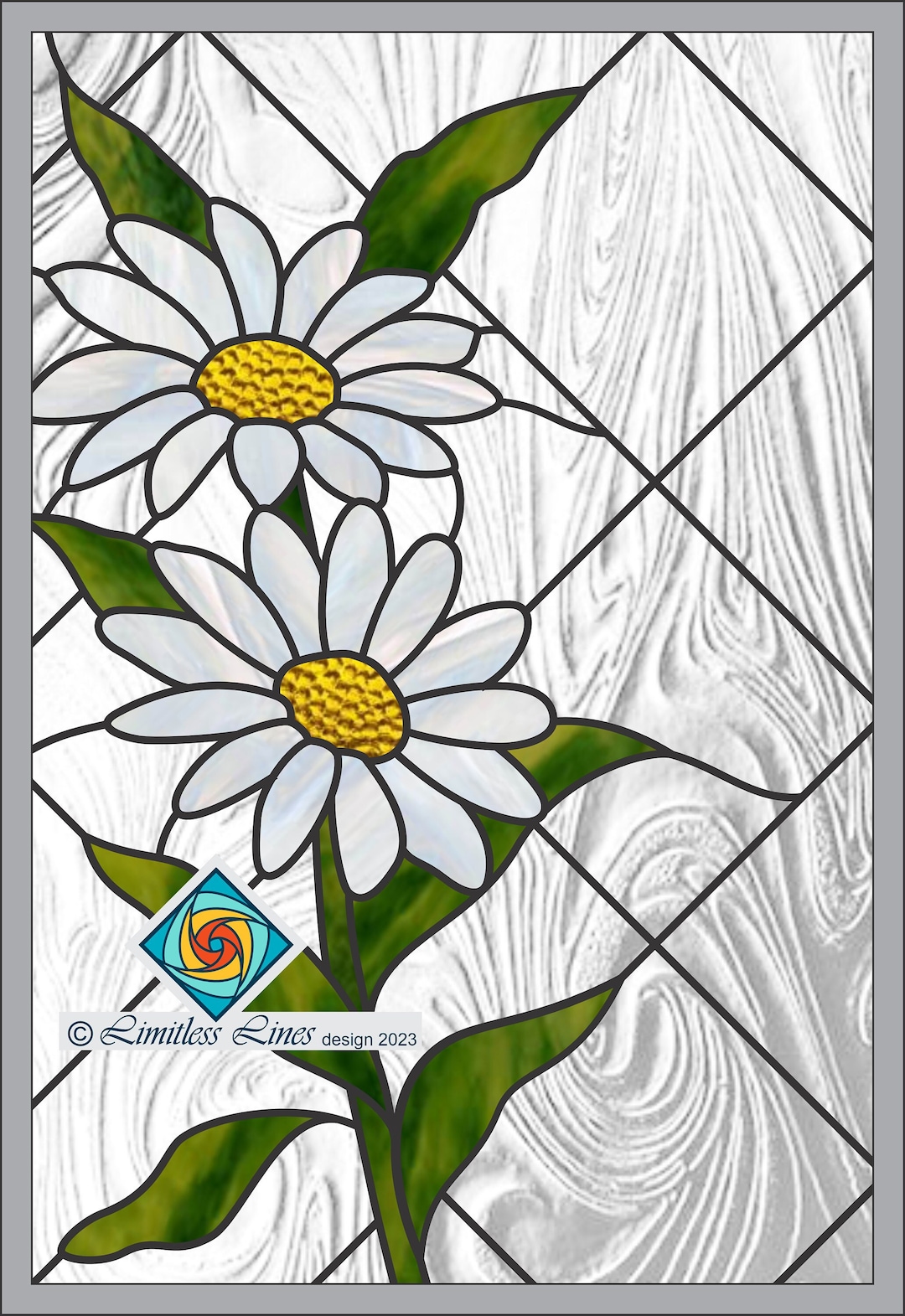 Daisy Stained Glass Pattern Intermedium. Digital PDF File for Instant ...