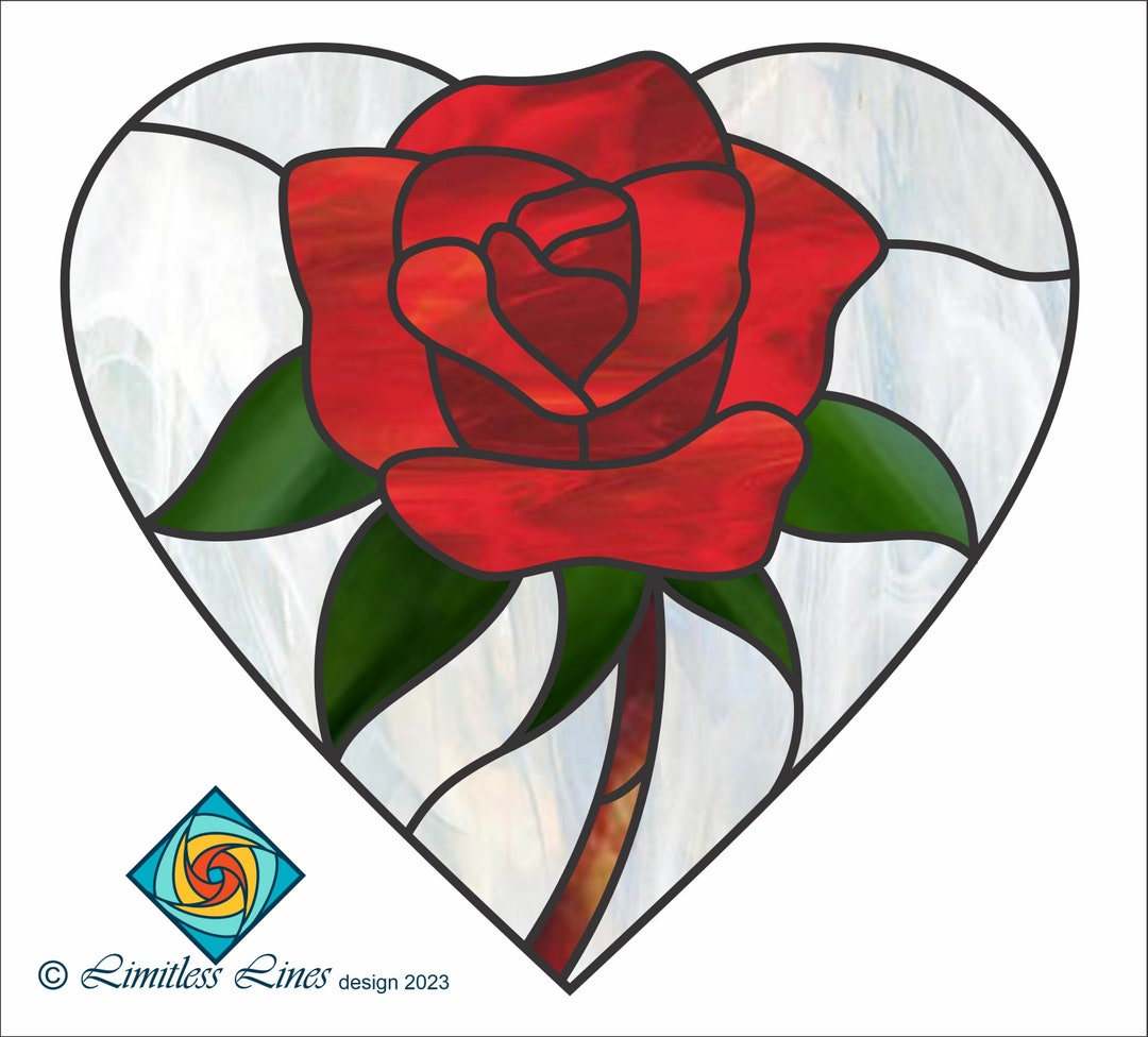 Rose Stained Glass Pattern - Digital PDF File for Instant Download ...