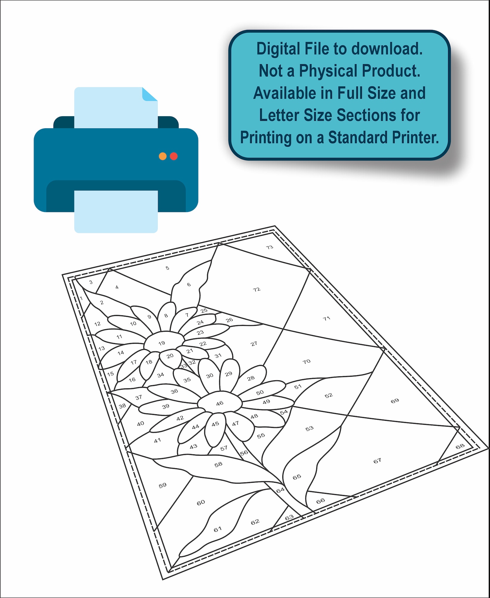 Daisy Stained Glass Pattern Intermedium. Digital PDF File for Instant ...