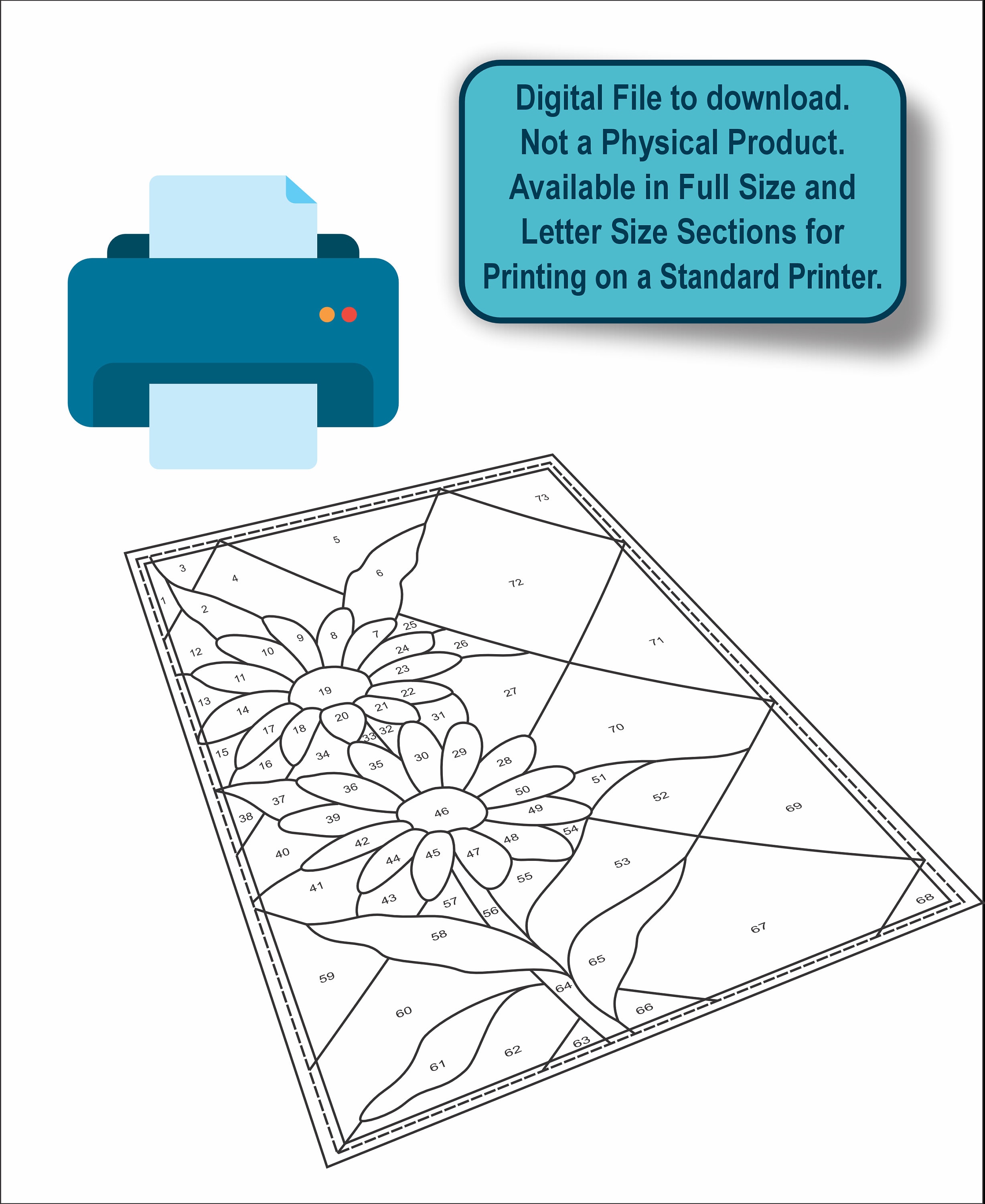 Daisy Stained Glass Pattern Intermedium. Digital PDF File for Instant ...