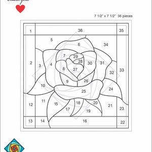 Rose Stained Glass Pattern - Digital PDF File for Instant Download ...