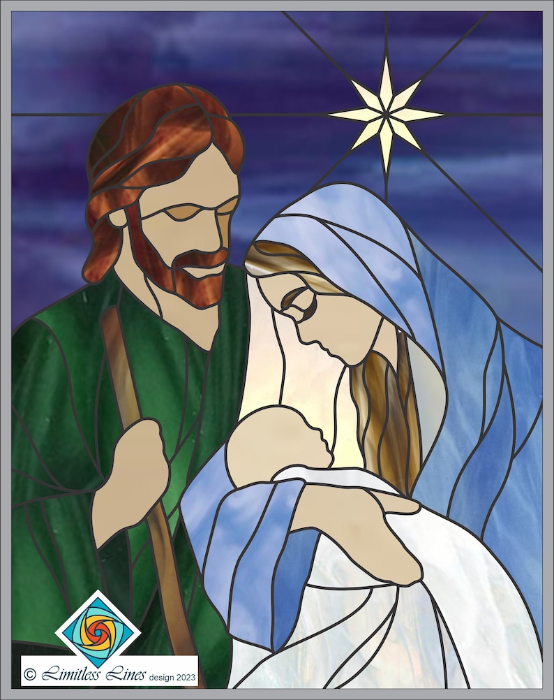 Nativity Scene Stained Glass Pattern Digital PDF File Instant Download ...