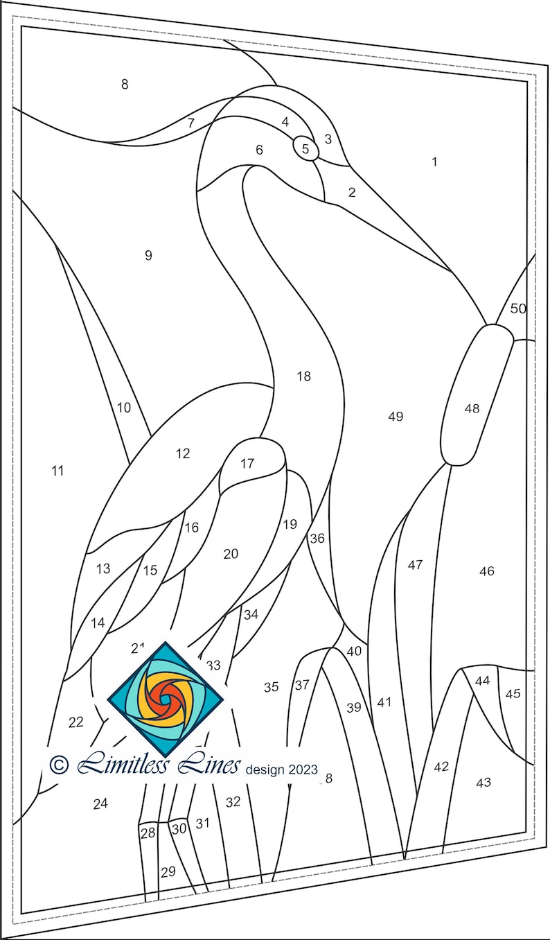 Stained Glass Pattern Grey Heron .PDF File to Download Beginners ...