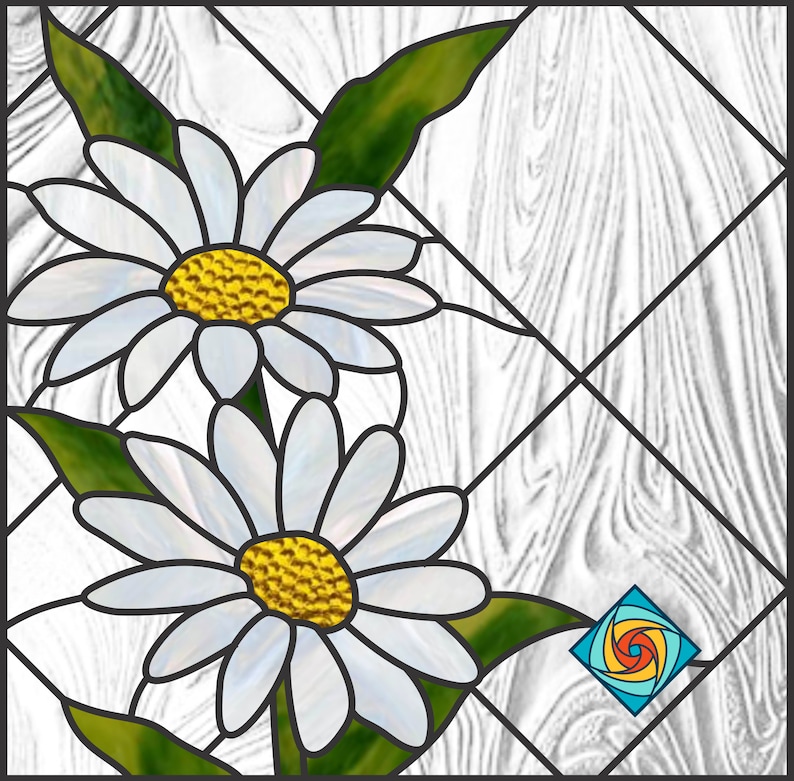 Daisy Stained Glass Pattern Intermedium. Digital PDF File for Instant ...
