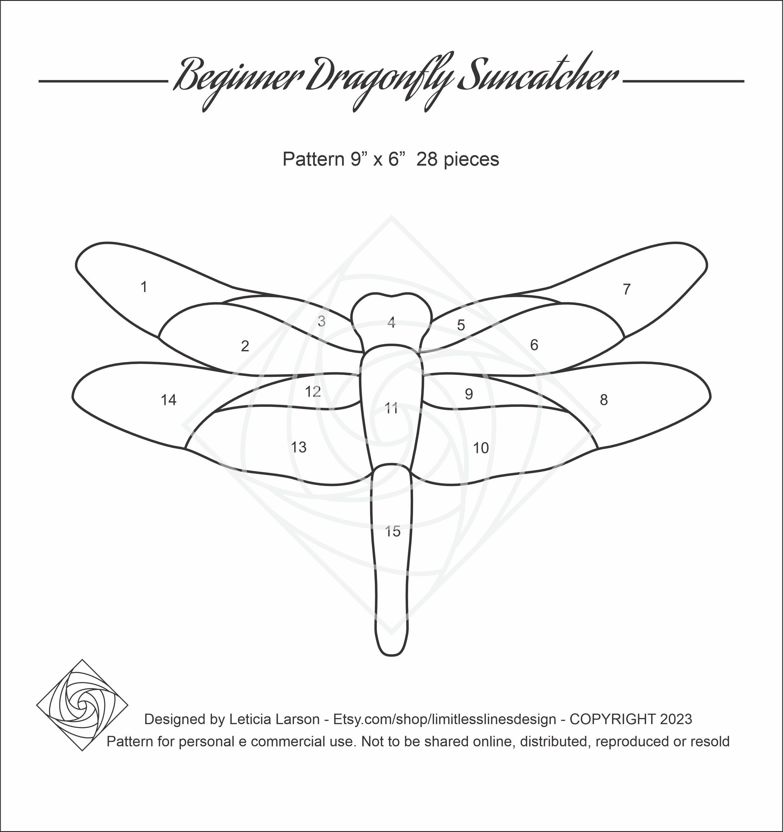 Simple Dragonfly Suncatcher Pattern .PDF Digital Instant Download ...