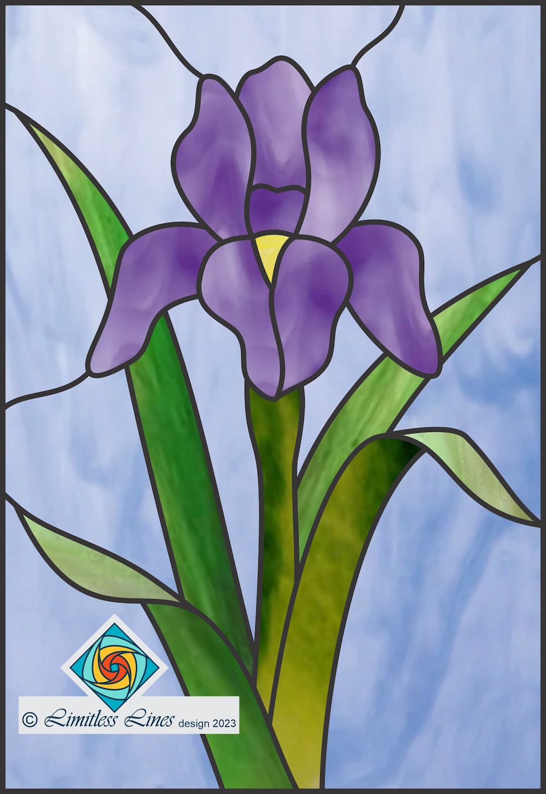 Iris Stained Glass Pattern .PDF Digital Instant Download - Etsy