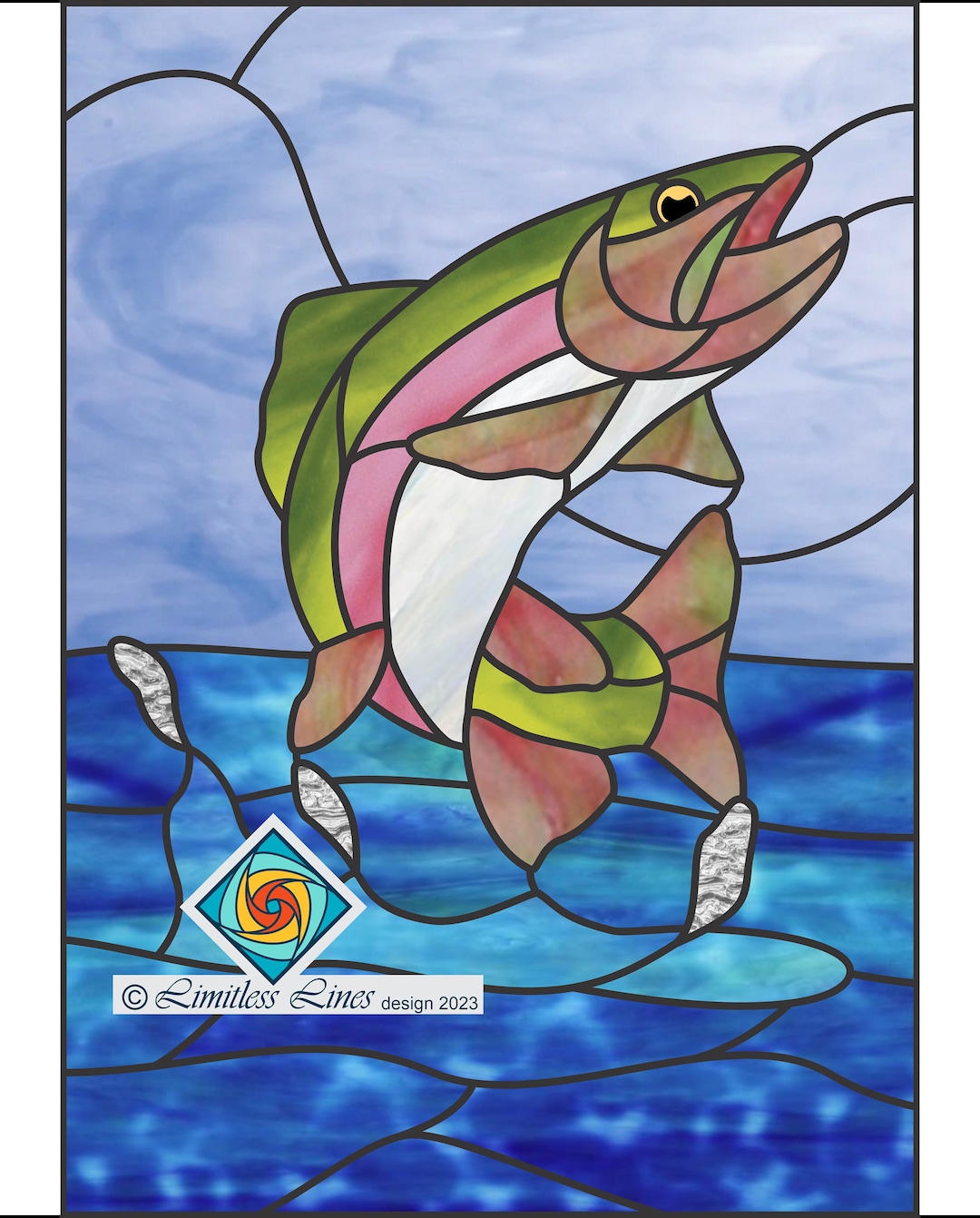 Rainbow Trout Stained Glass Pattern: Fish Art Project (PDF Download) - Etsy