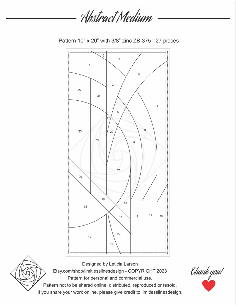 Abstract Geometric Stained Glass Pattern Digital Pdf File For Instant Download Medium Size