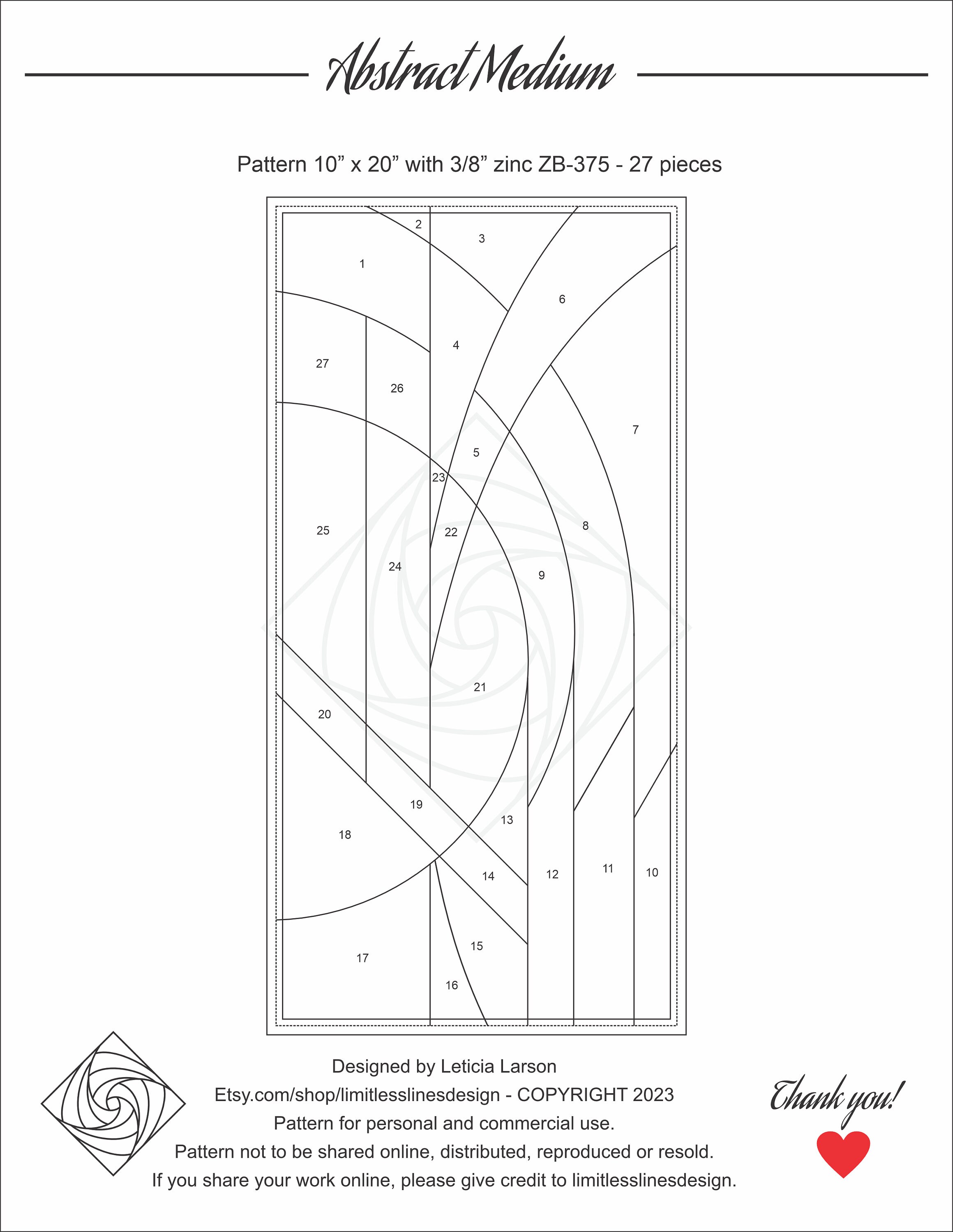 Abstract Stained Glass Pattern - Digital PDF File for Instant Download ...