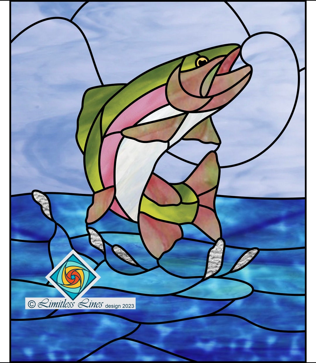 Rainbow Trout Stained Glass Pattern: Intermediate Level (14x17in) (PDF ...