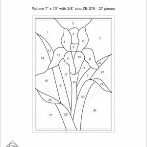 Iris Flower Stained Glass Pattern - Digital PDF File Instant Download ...