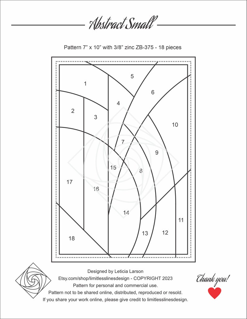 Beginner Abstract Stained Glass Pattern. Digital PDF File to Download ...