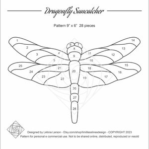 Suncatcher Dragonfly Glass Pattern - Digital PDF File to Download ...