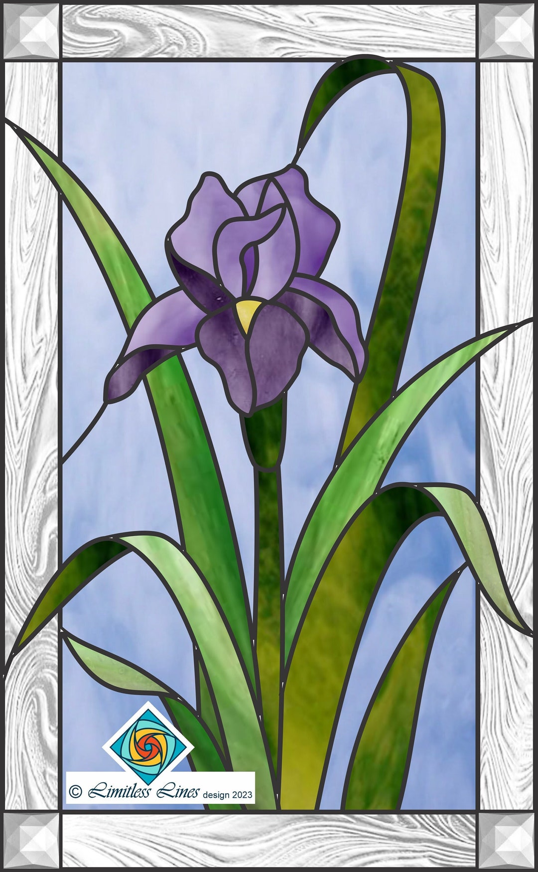 Iris Stained Glass Pattern .PDF Digital Instant Download Intermediate ...