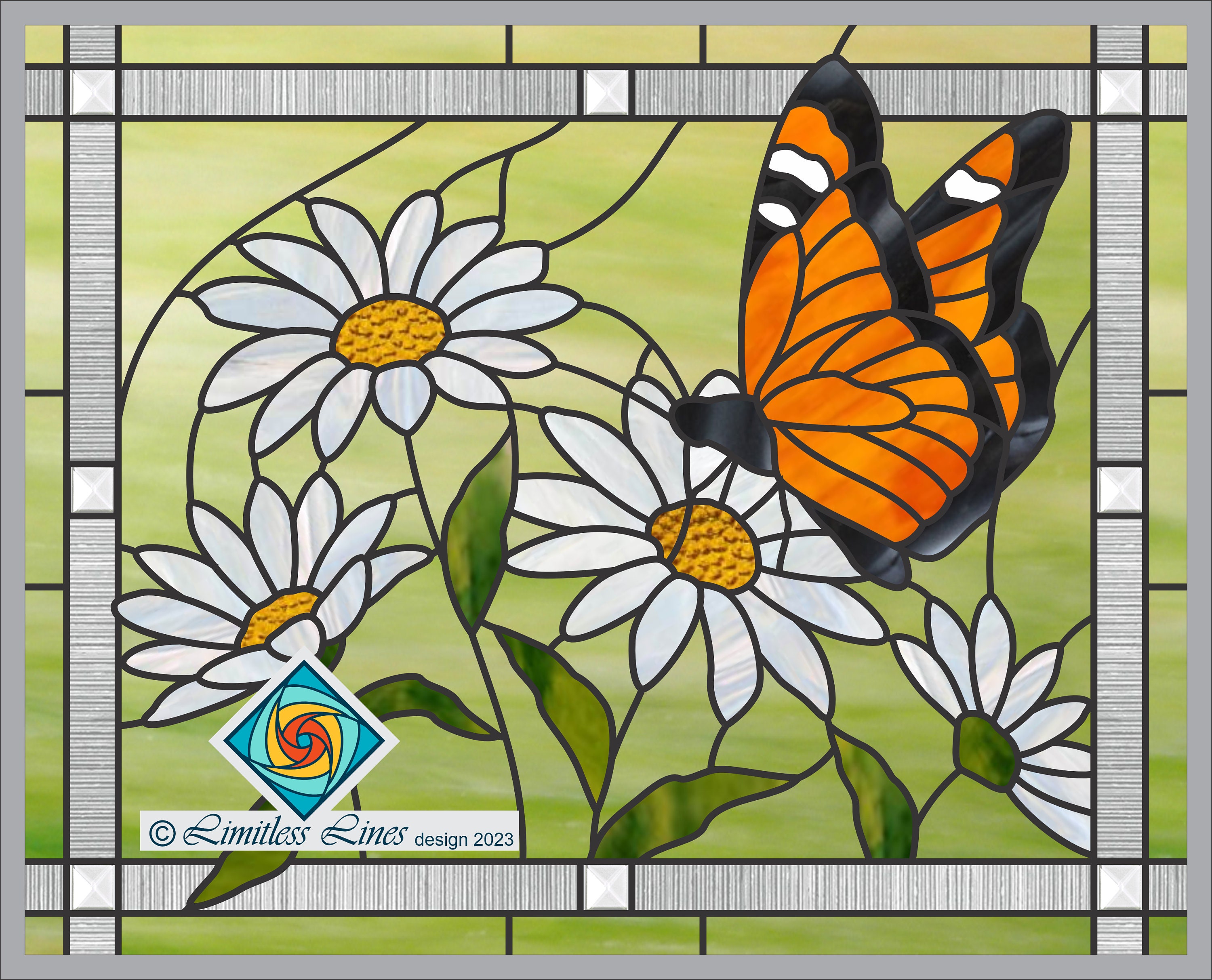 Butterfly Stained Glass Pattern PDF File for Instant Download Advance ...