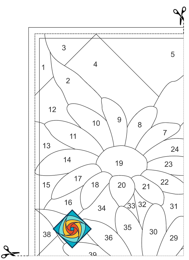 Daisy Stained Glass Pattern Intermedium. Digital PDF File for Instant ...