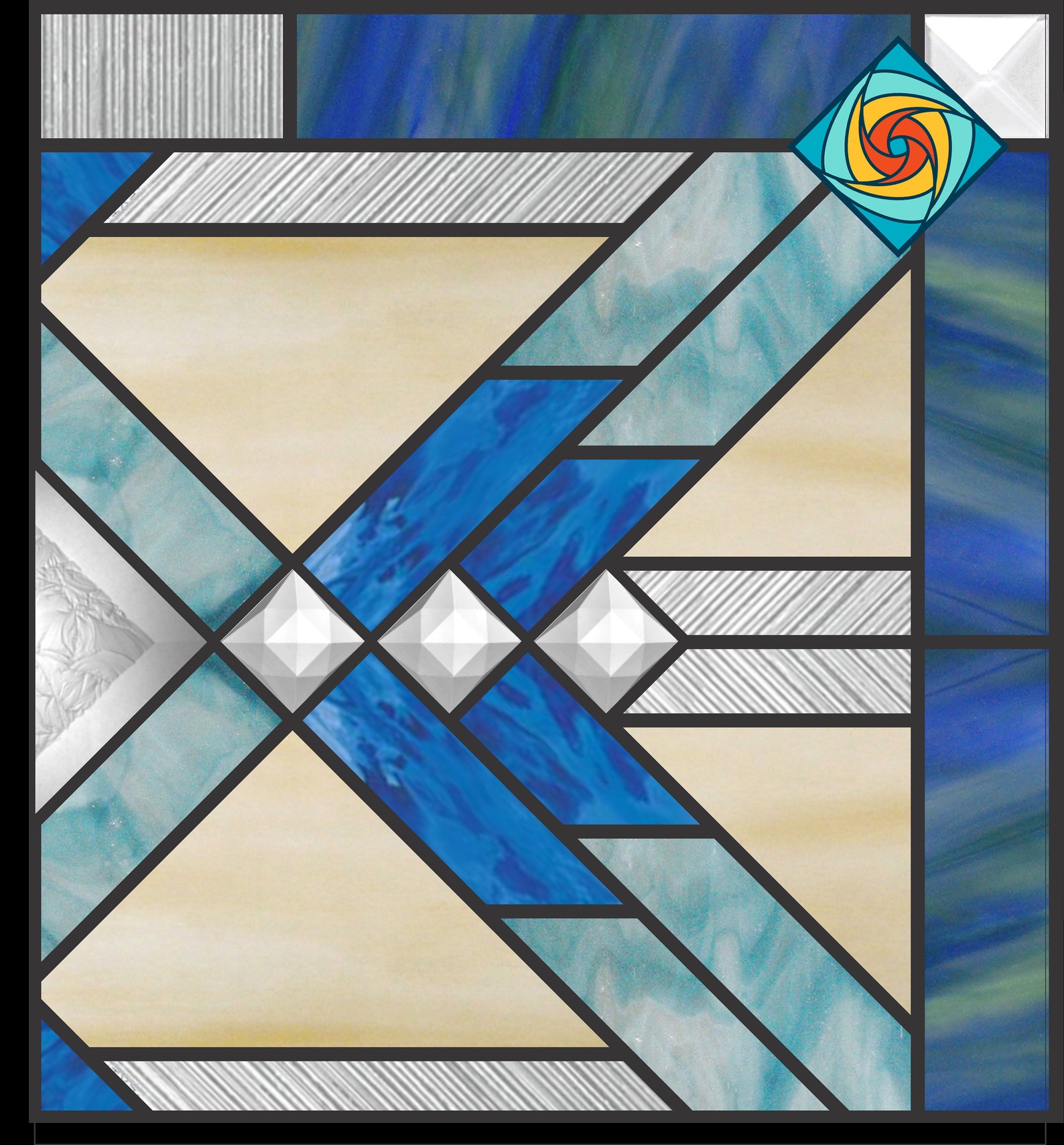 Geometric Stained Glass Pattern Medium Size PDF File for Beginners ...