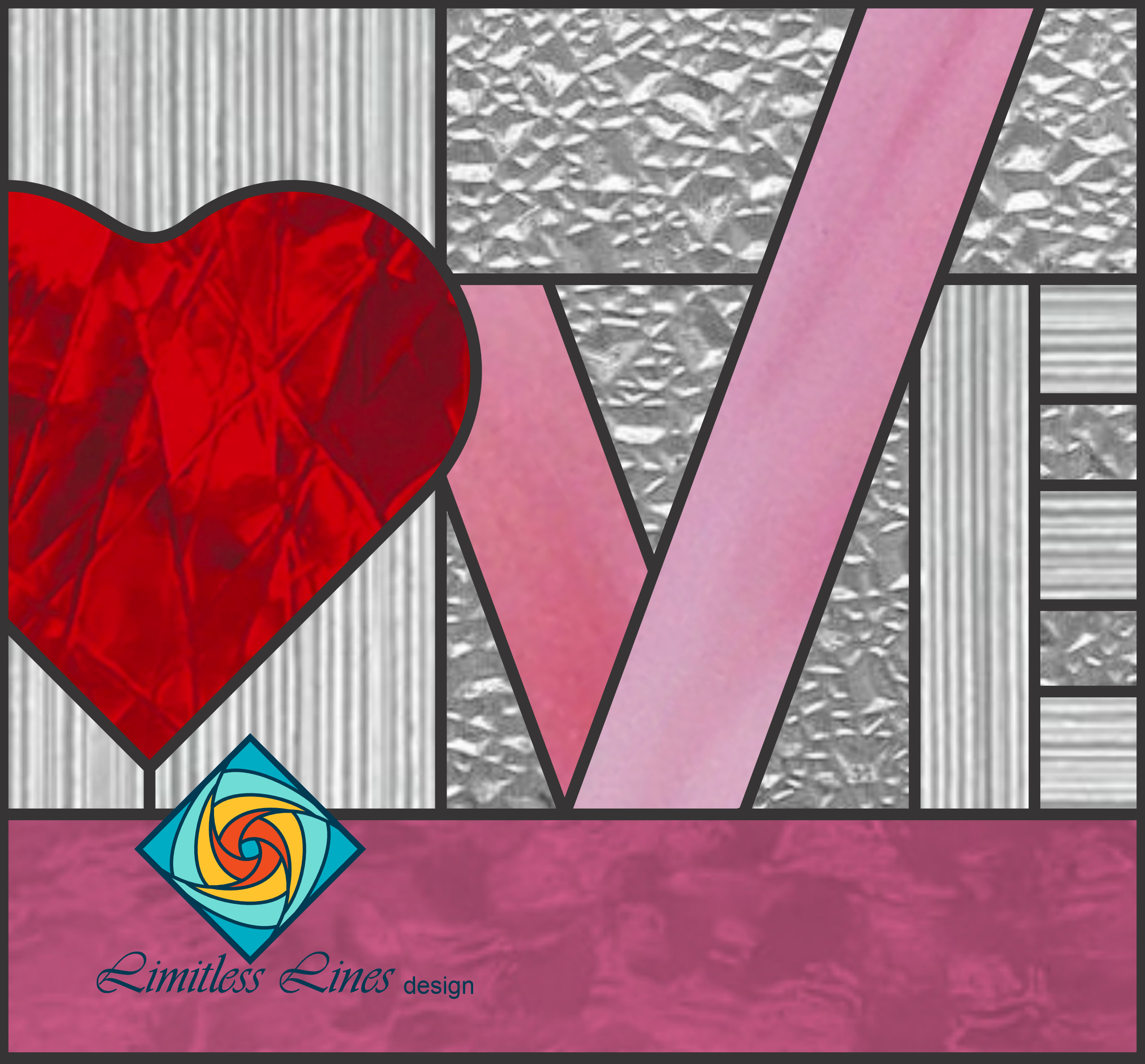 Love Geometric Stained Glass Pattern for Beginners Digital File for ...