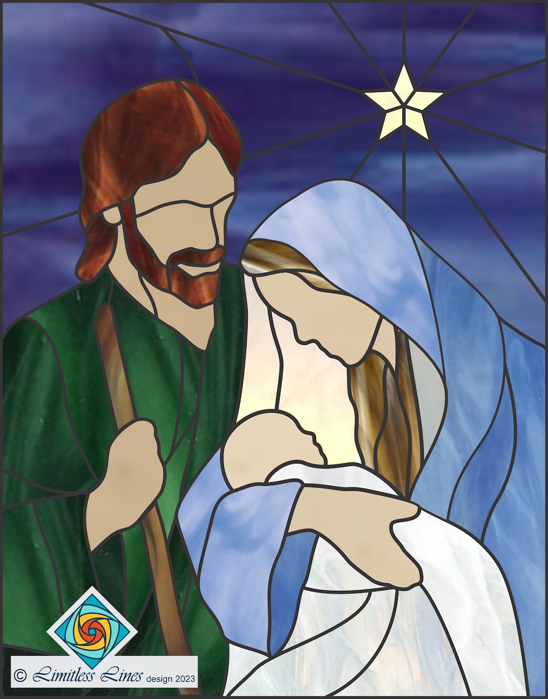 Christmas Nativity Stained Glass Digital .PDF Pattern Instant Download ...