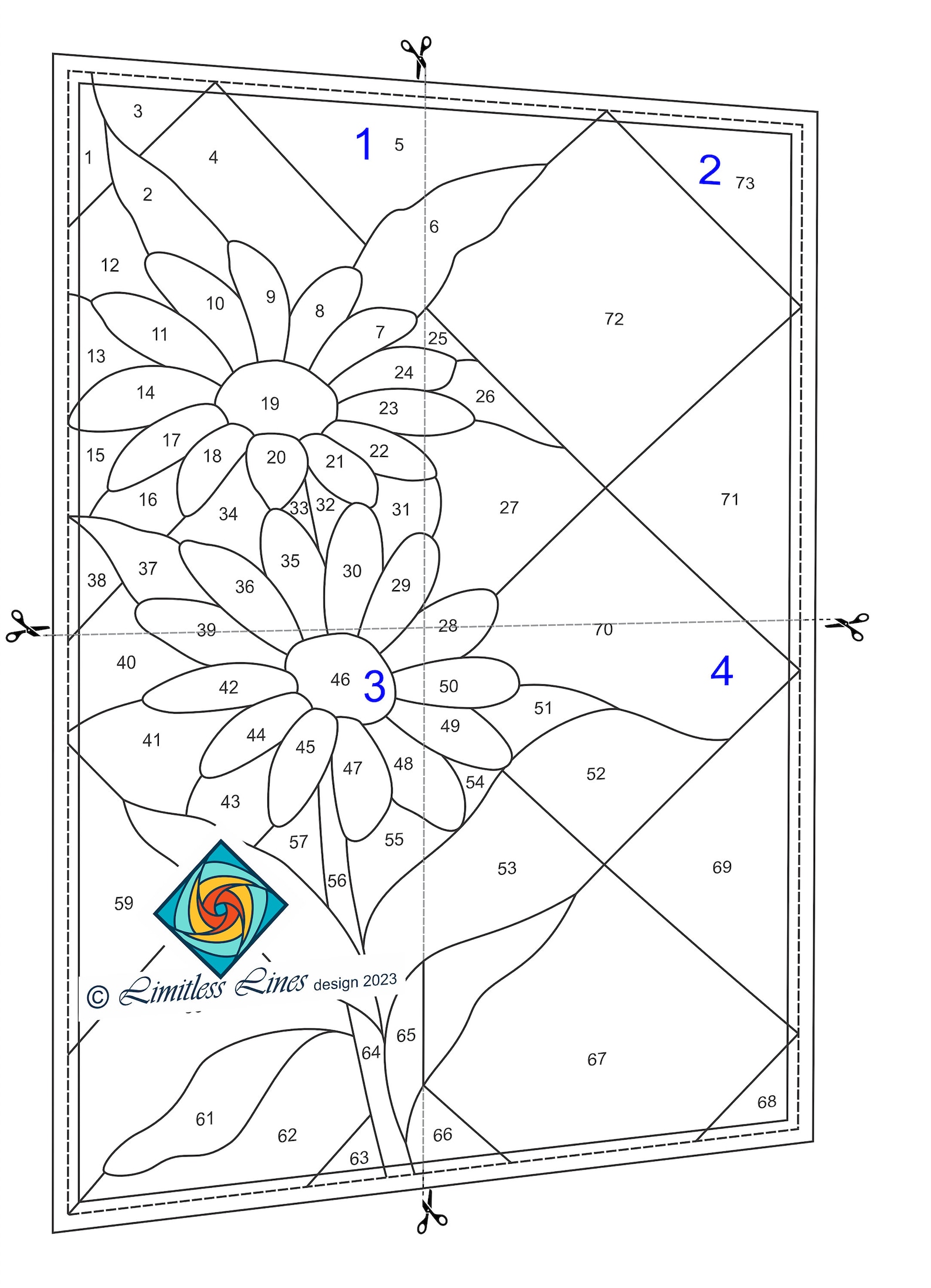 Daisy Stained Glass Pattern Intermedium. Digital PDF File for Instant ...