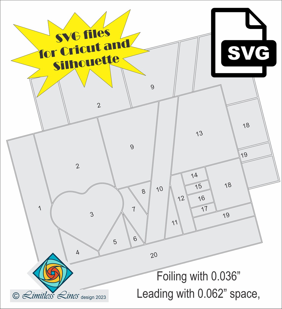 Love Heart Stained Glass Pattern: Geometric Design (digital Download ...