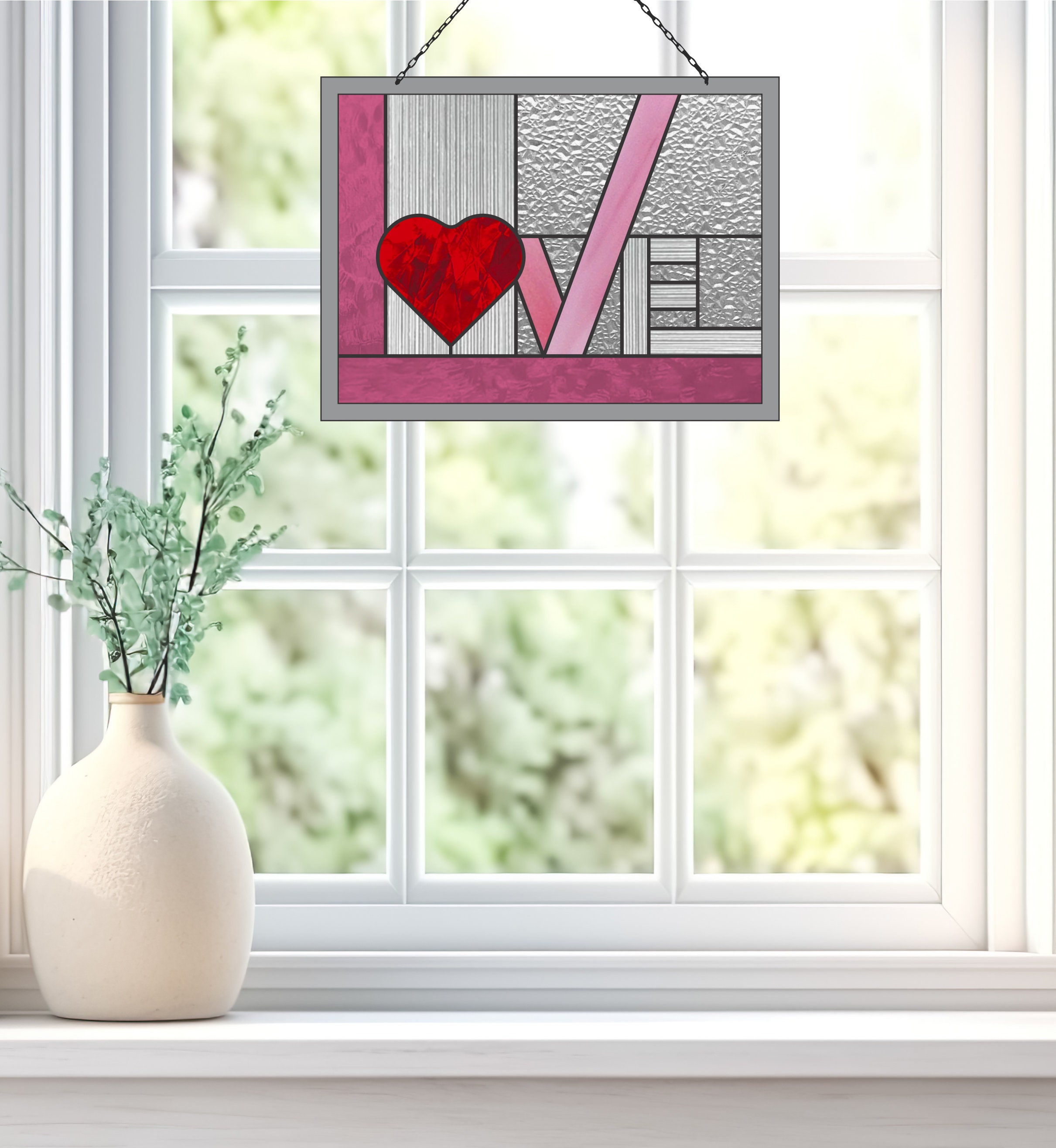 Love Geometric Stained Glass Pattern for Beginners Digital File for ...