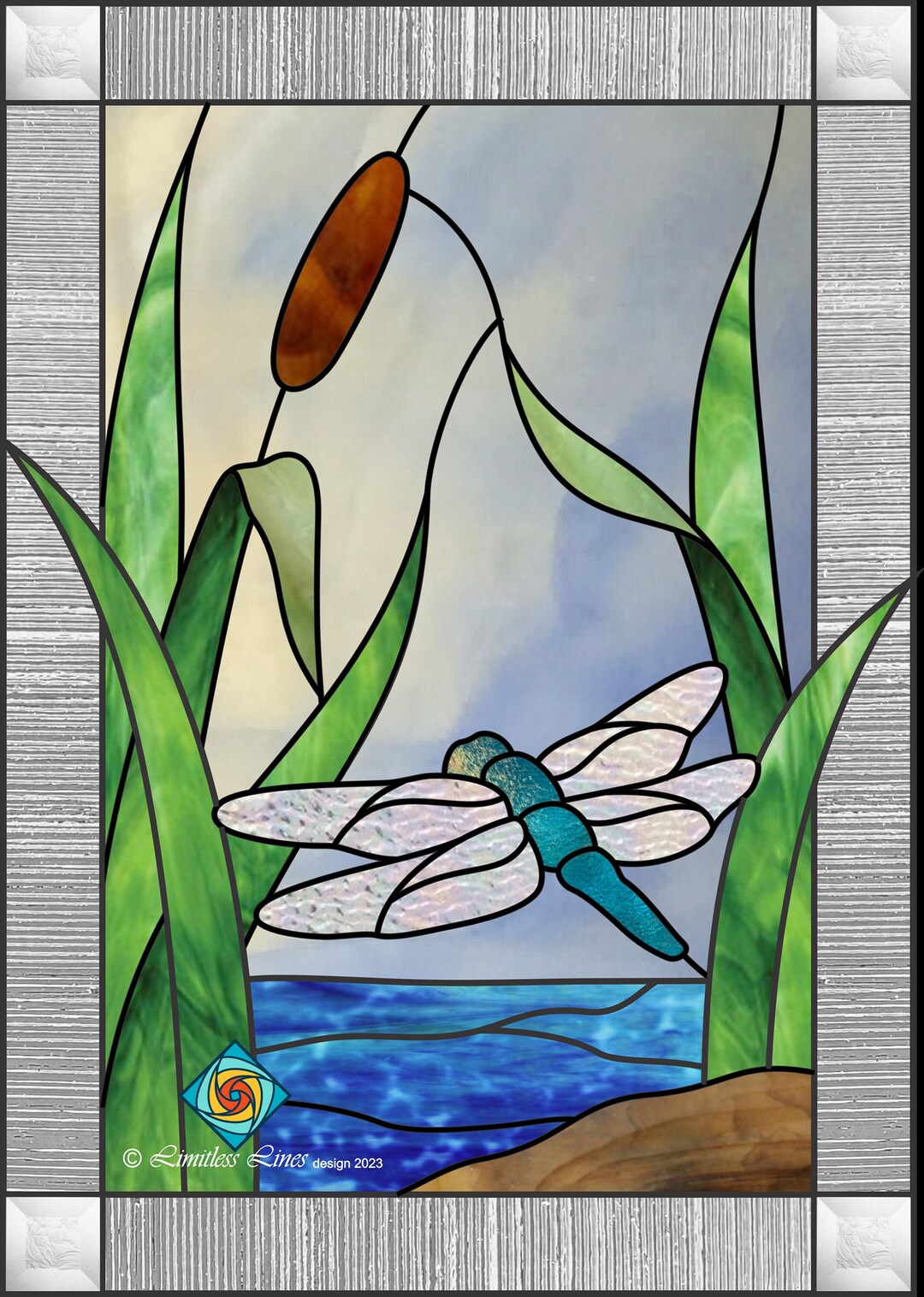 Dragonfly Stained Glass Pattern Digital Pdf File Instant Etsy