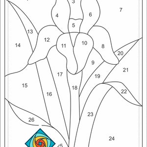 Iris Flower Stained Glass Pattern - Digital PDF File Instant Download ...