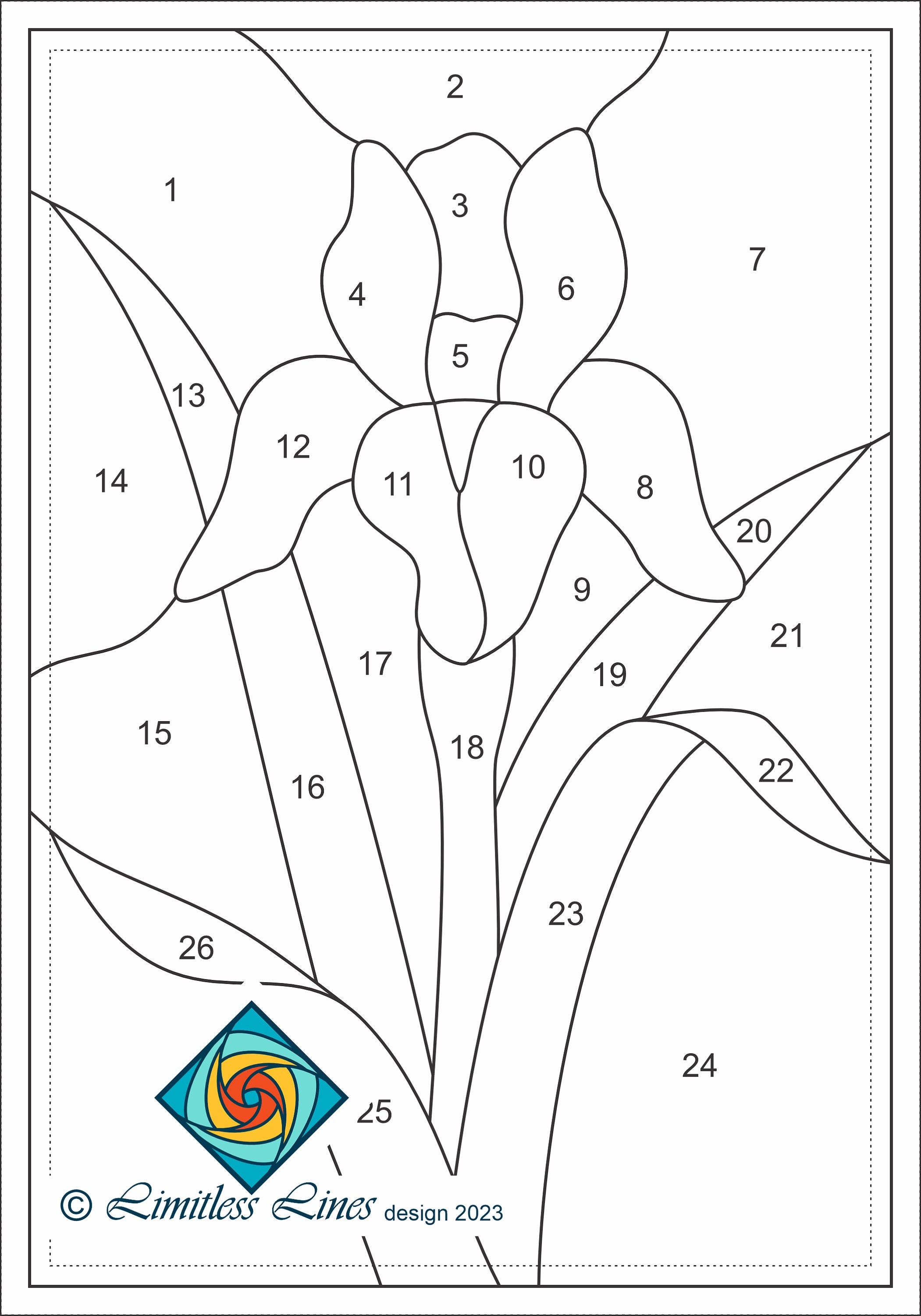 Iris Flower Stained Glass Pattern - Digital PDF File Instant Download ...