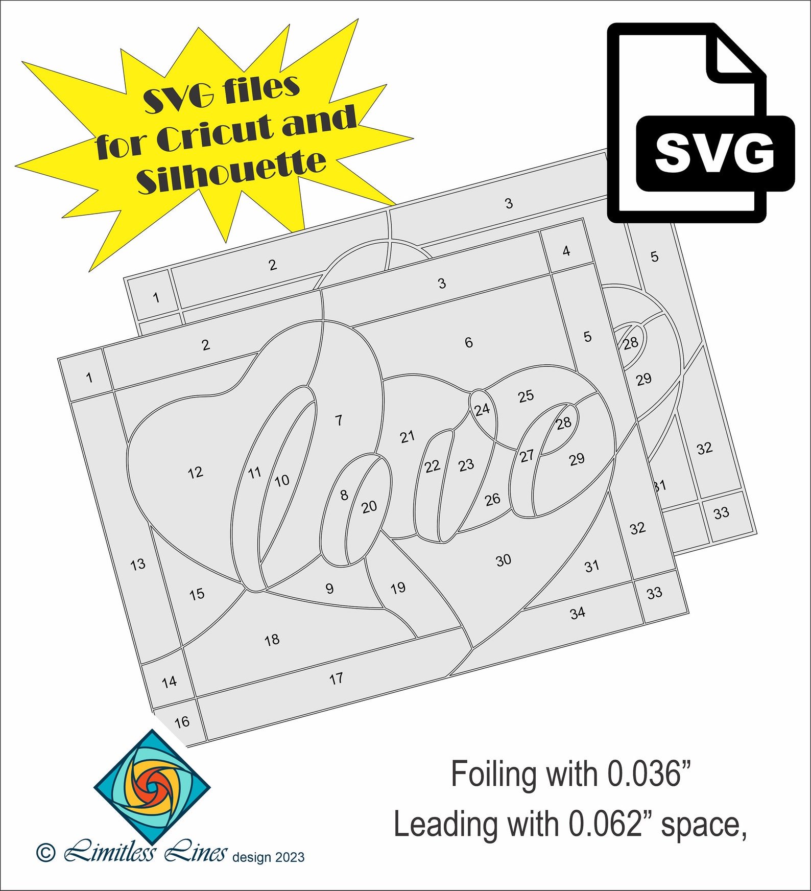 Hearts Stained Glass Pattern PDF File for Instant Download Beginners to ...