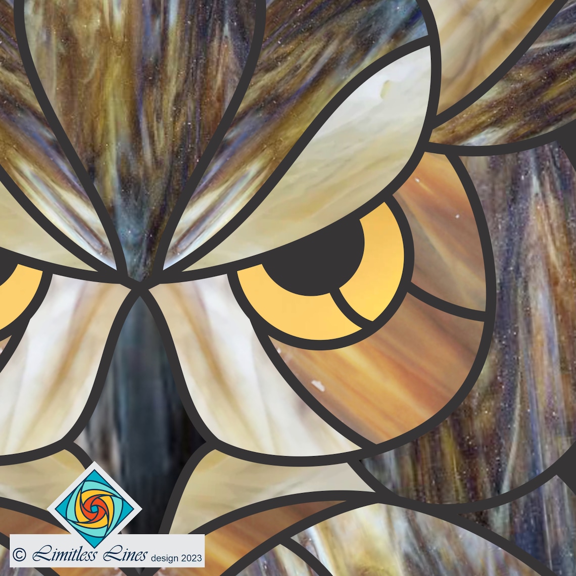 Owl Head Stained Glass Pattern .PDF Easy Digital Instant Download for ...