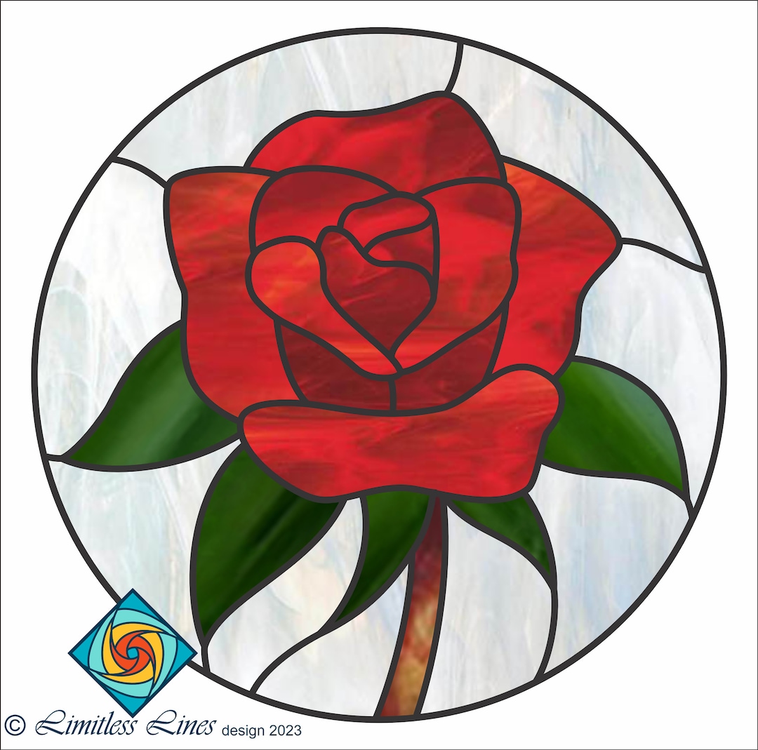 Rose Stained Glass Pattern - Digital PDF File for Instant Download ...