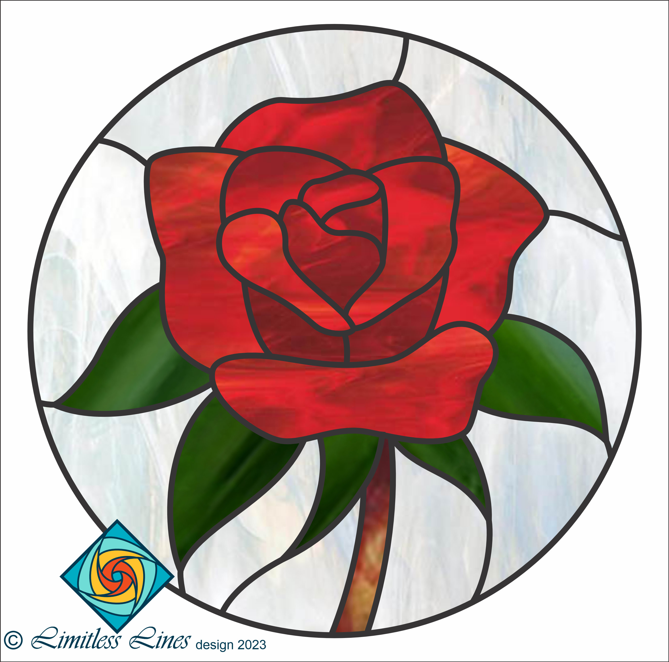 Rose Stained Glass Pattern Digital PDF File for Instant Download ...
