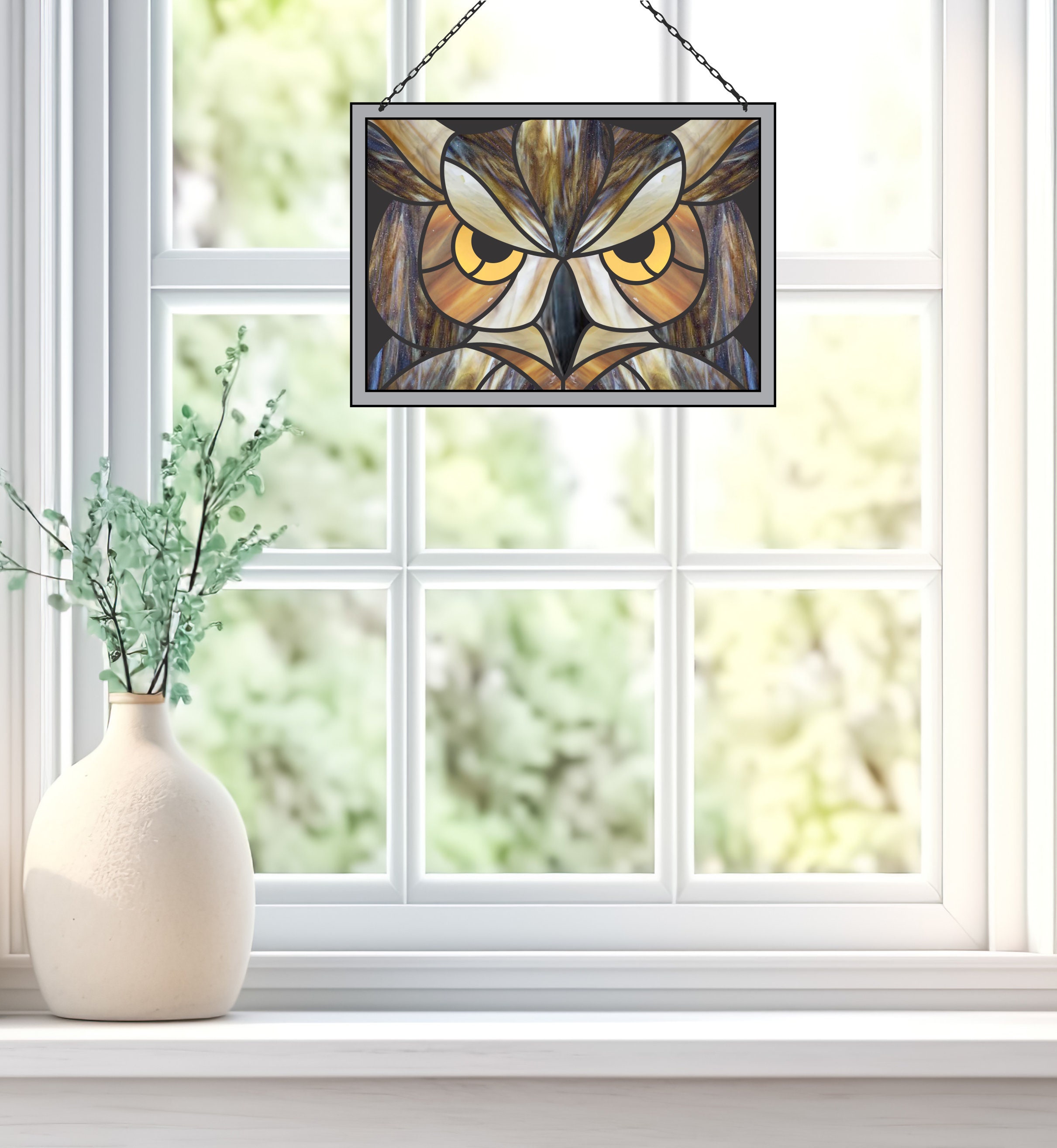 Owl Head Stained Glass Pattern .PDF Easy Digital Instant Download for ...