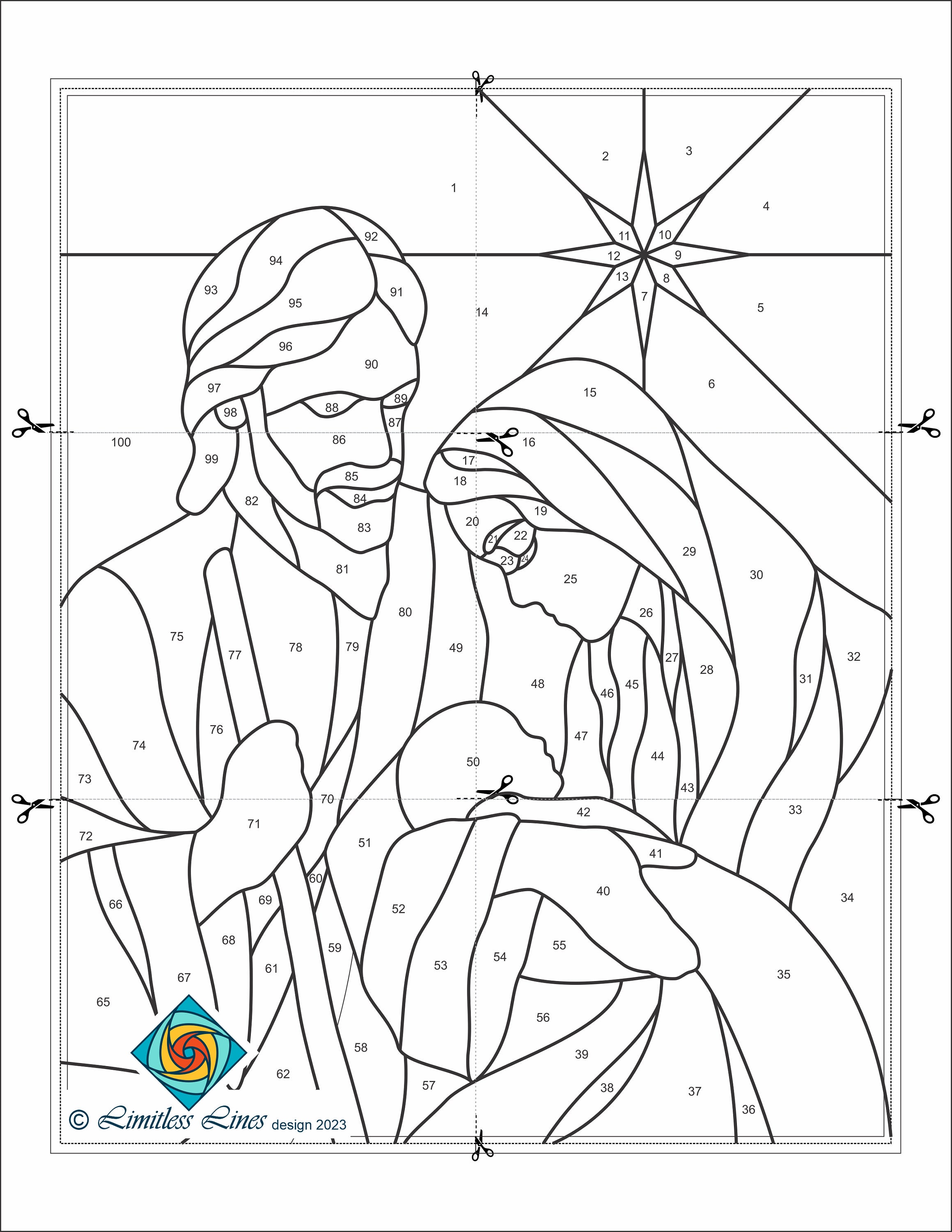 Nativity Scene Stained Glass Pattern Digital PDF File Instant Download ...
