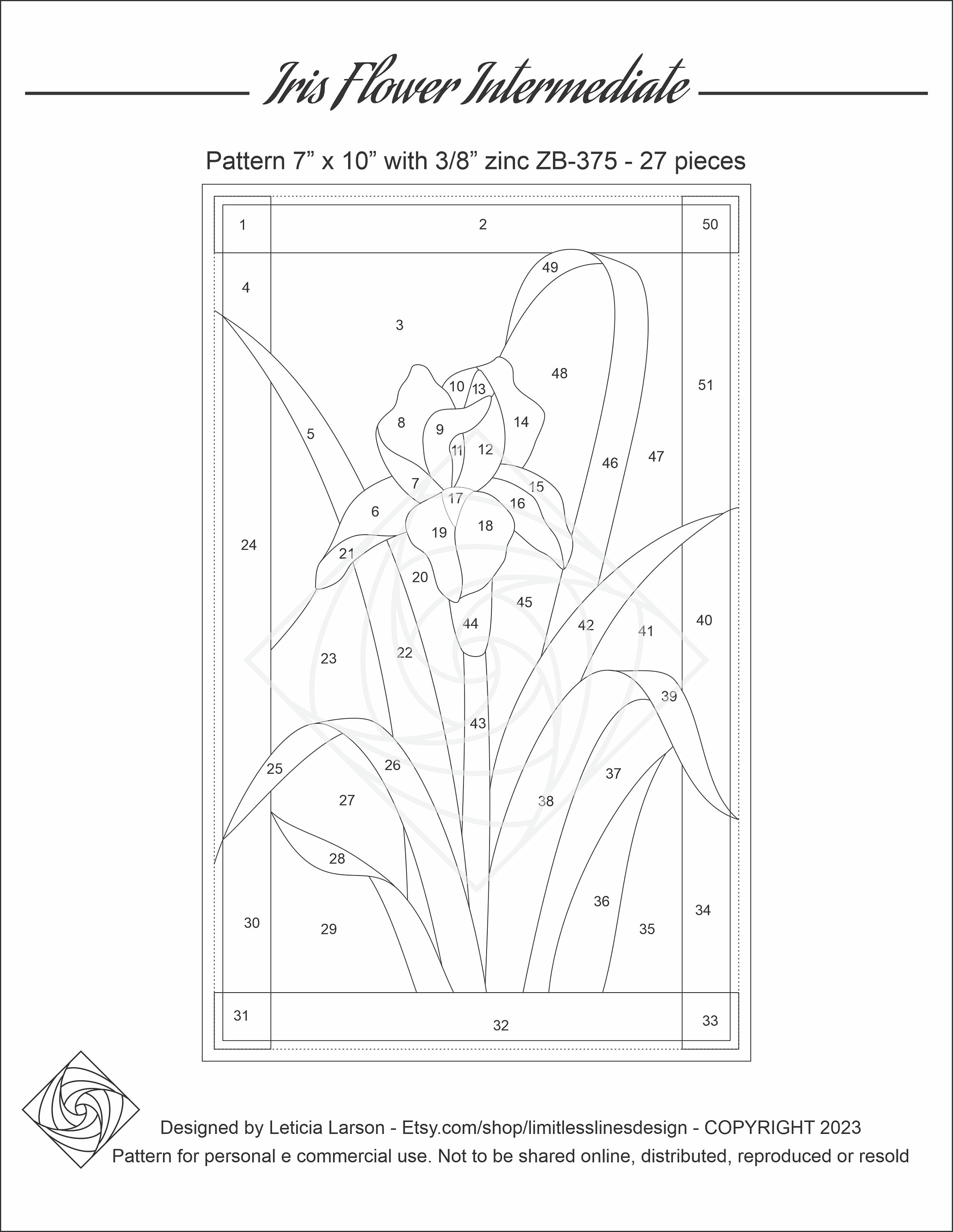 Iris Stained Glass Pattern .PDF Digital Instant Download Intermediate ...