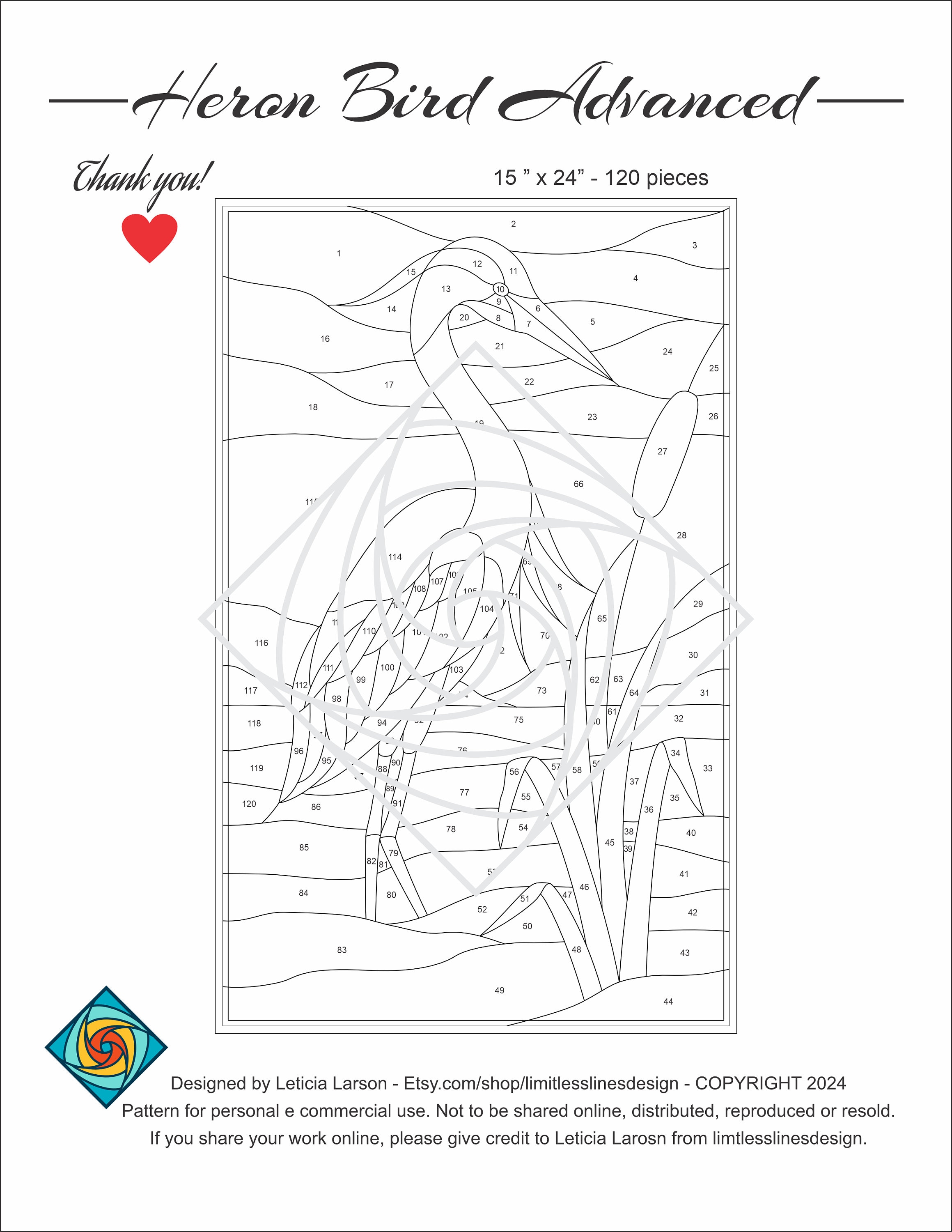 Heron Stained Glass Pattern .PDF File to Download - Advanced Level ...